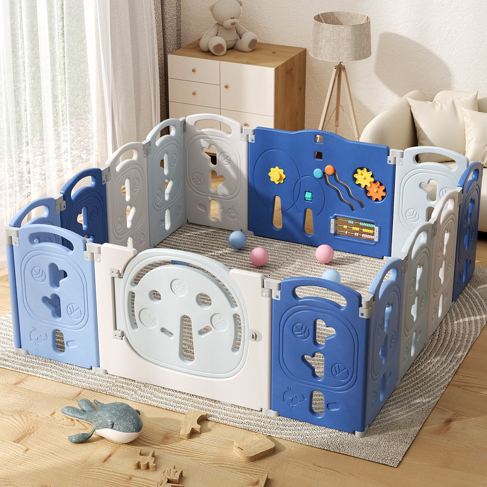 YUFU 14-Panel Foldable Toddler Playpen, Safety Activity Center, Non ...