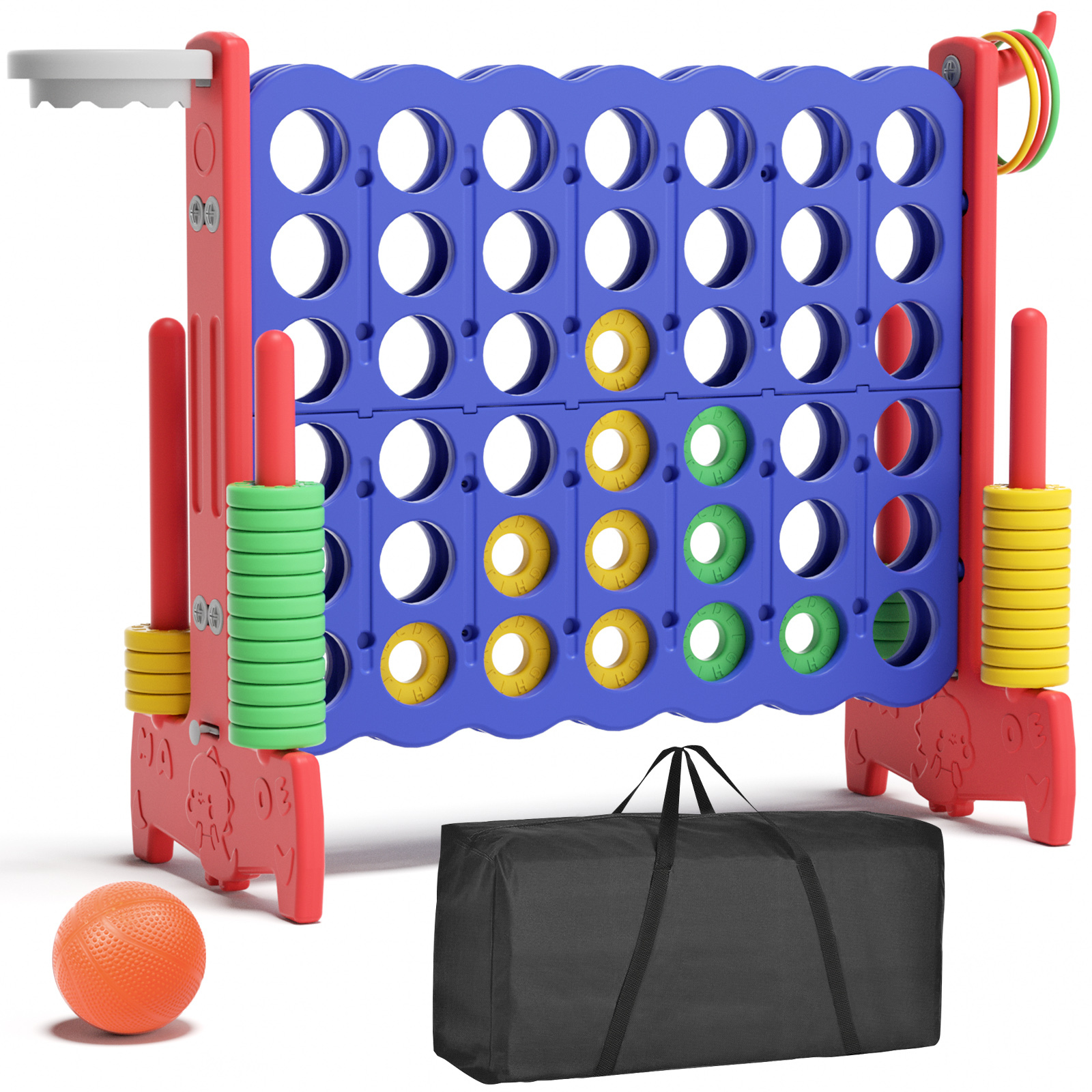 Gymax Kids Adults Jumbo 4-to-Score Game Set Giant 4 in A Row w/ 42 ...
