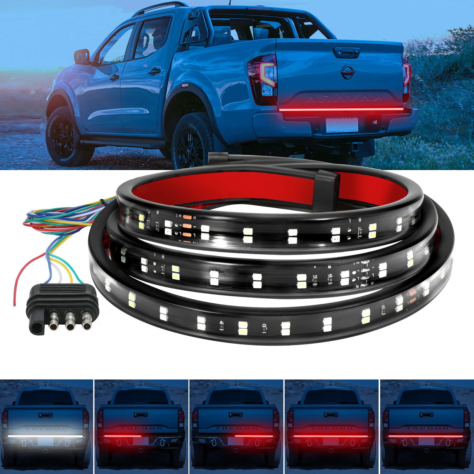 YUGUANG 60 Inch Truck Tailgate Light Bar, H2FSDDouble Row LED Tailgate ...