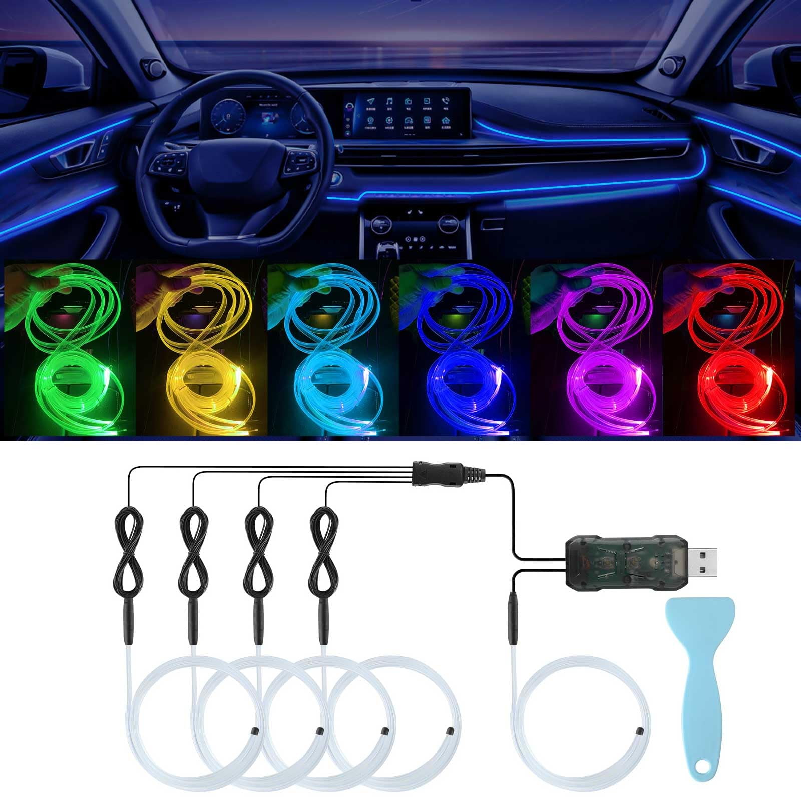 YUGUANG Interior Car LED KEF16 Strip Lights, 5 in 1 Ambient Lighting ...