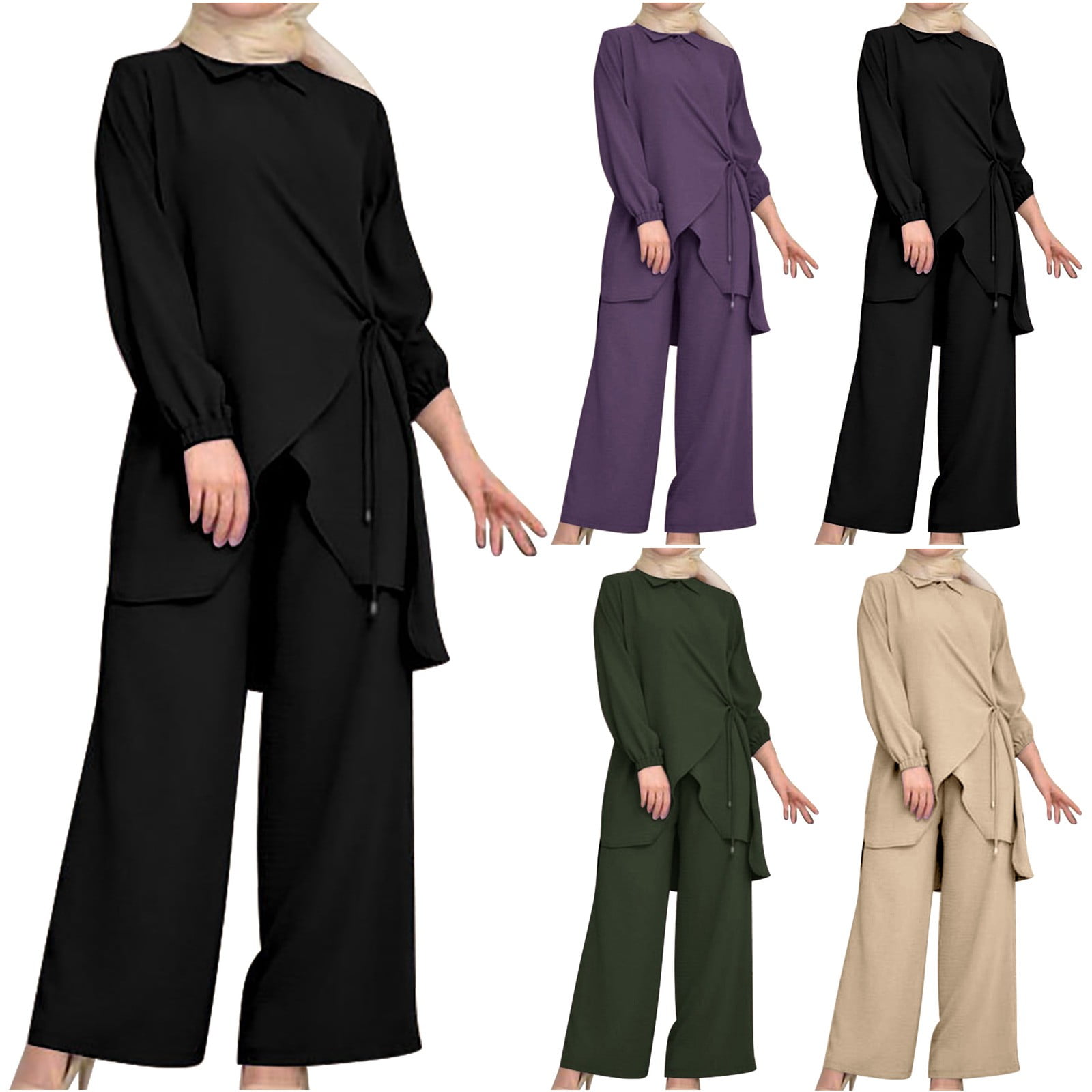 YUGYXL 2 Piece Casual Outfits for Women Plus Size Solid Color ...