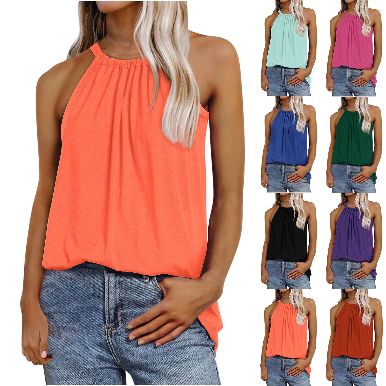 YUGYXL Fashion Mock Neck Tank Tops for Women Casual Loose Spaghetti ...