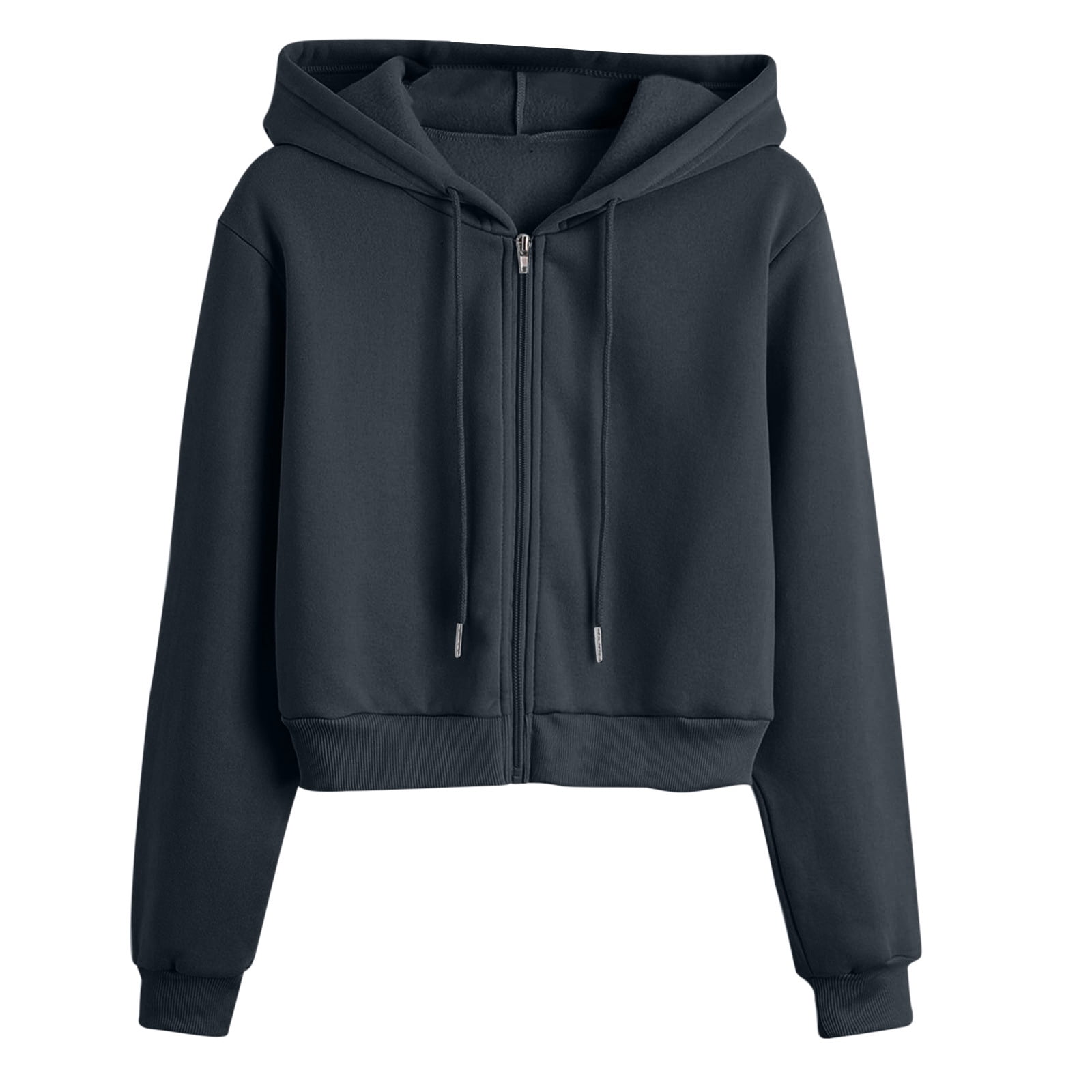 YUGYXL Full Zip Petite Sweatshirt for Women Trendy Solid Color Cropped ...