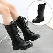 OKBOP Women's Chelsea Snow Boots-Warm Winter Lace-Up Dress Shoes, Black Retro Boots - Walmart.com