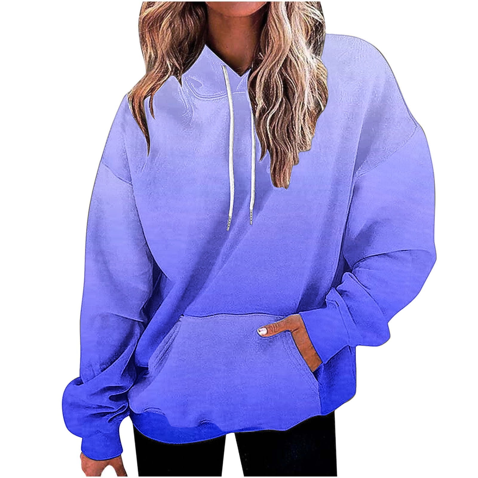 YUGYXL Gradient Color Hoodies for Women Drawstring Fall Winter Hooded ...