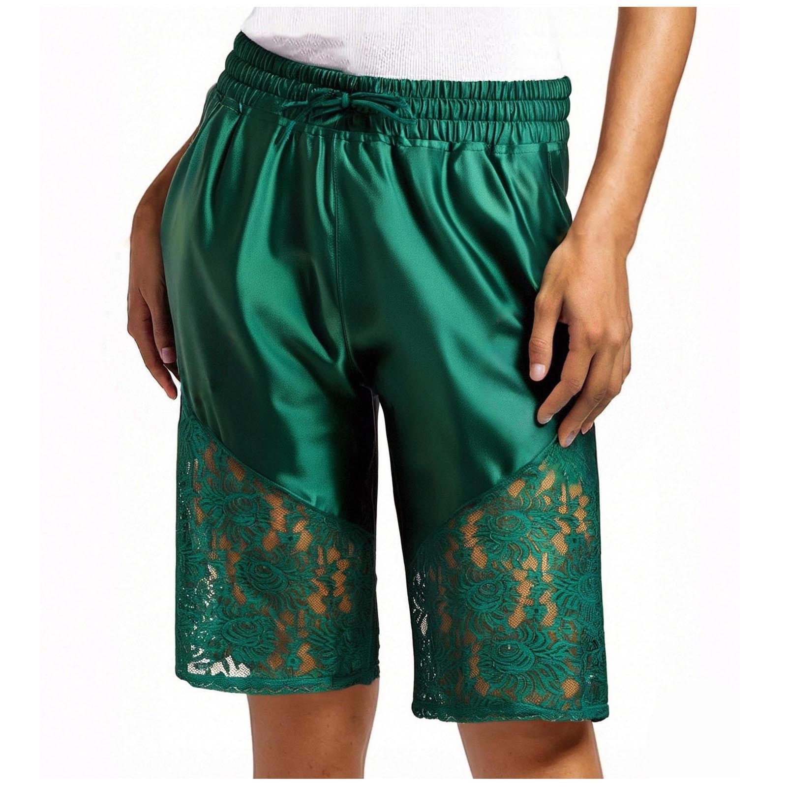 YUGYXL Lace Satin Bermuda Shorts for Women High Waist Breathable Mesh Silk Cute Basketball ...