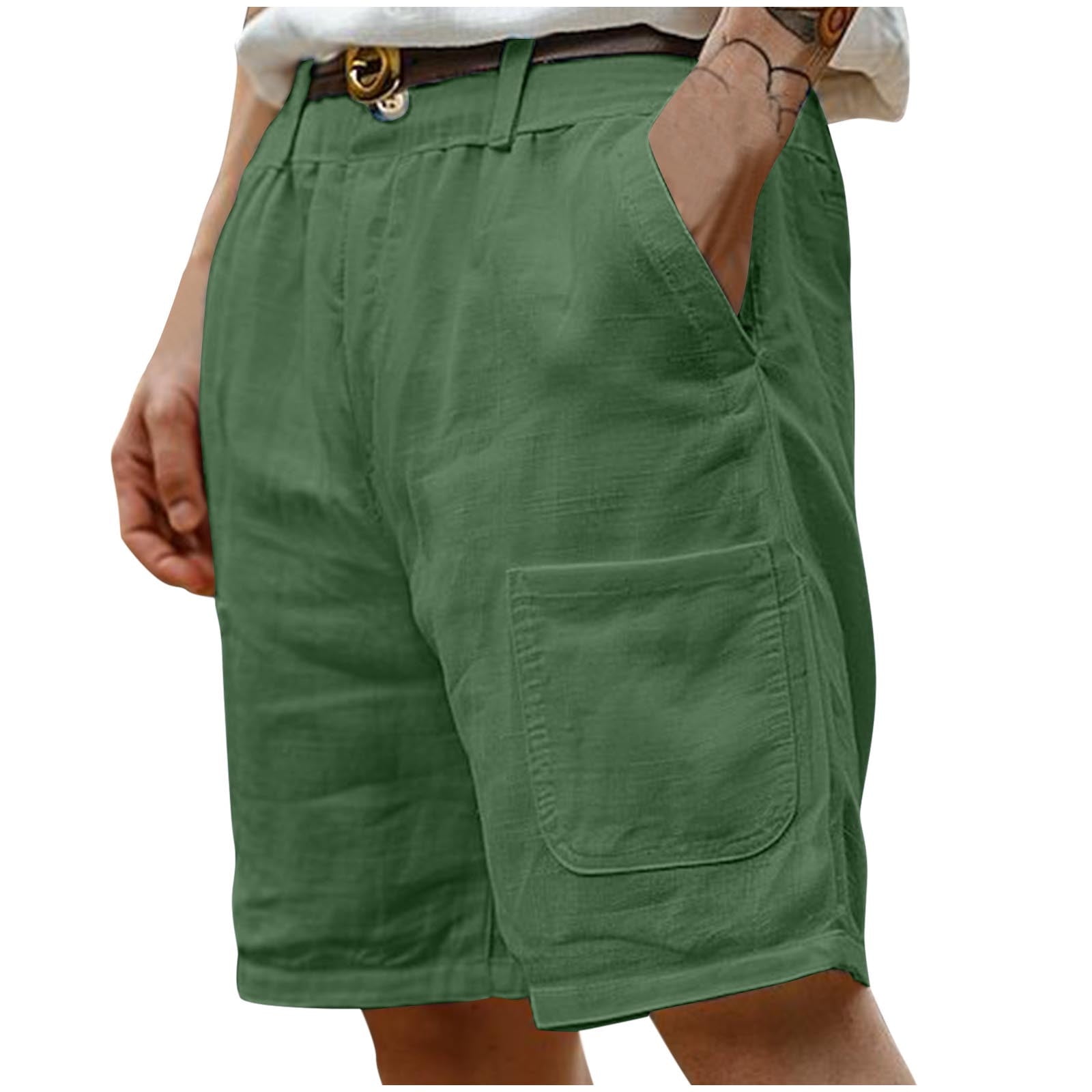 YUGYXL Mens Cotton Linen Beach Shorts 2025 Fashion Lightweight Summer ...