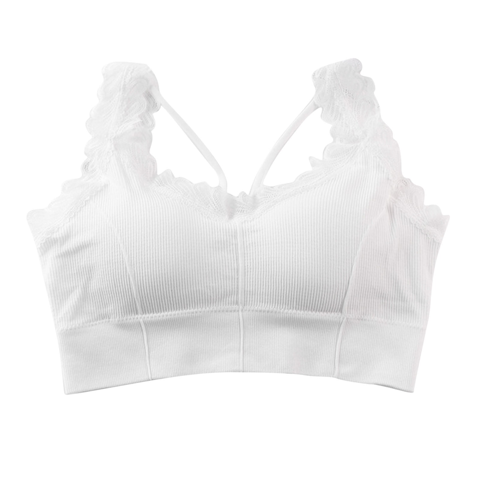 YUGYXL Sports Tank Bras for Women Lace Padded Bra V Neck Wireless ...