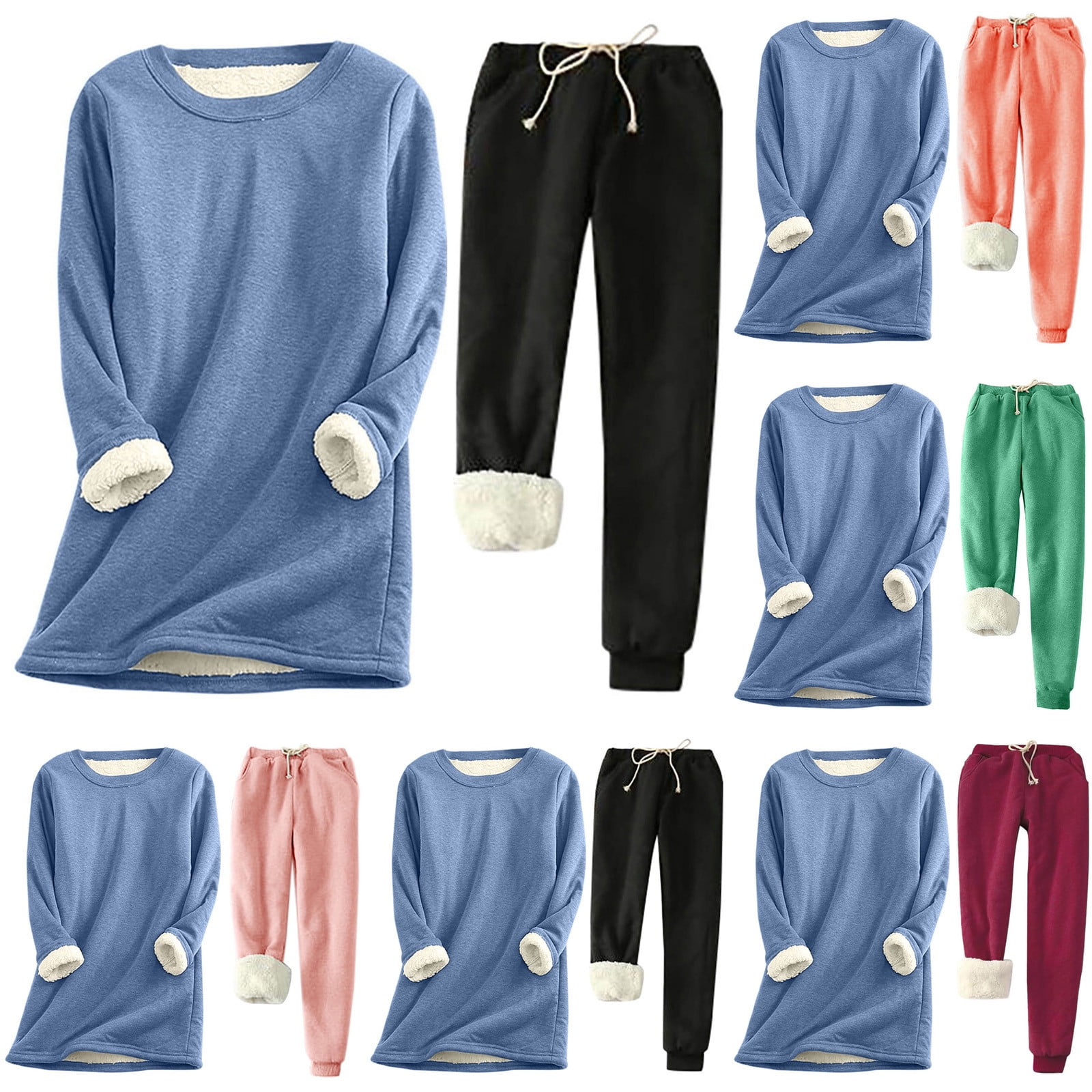 YUGYXL Thicken Sweatsuits for Women 2 Piece Plus Size Puffer Fleece ...