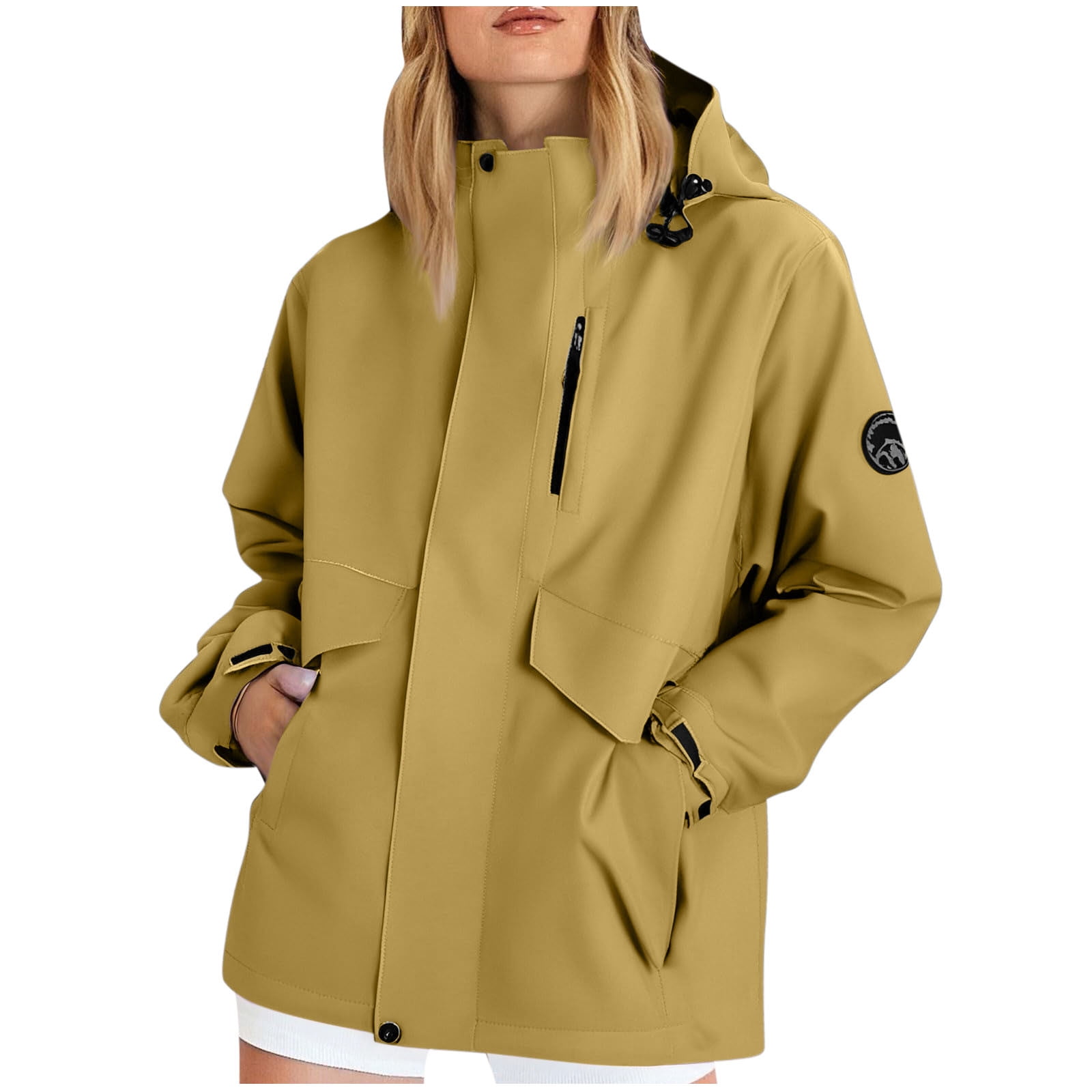 YUGYXL Womens Rain Jacket Lightweight Adjustable Hooded Waterproof Zip ...
