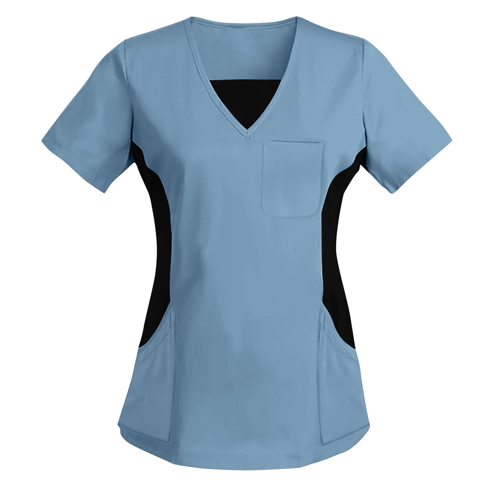 YUGYXL Womens Short Sleeve Shirts Scrub Tops Workwear V-Neck with Knit ...