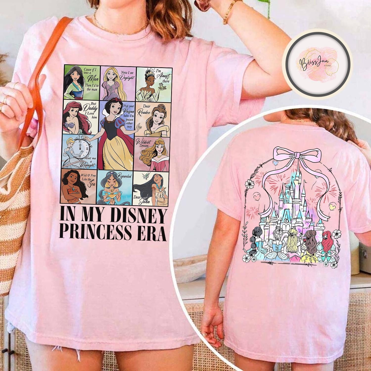 YUHAK 2-Sided In My Disney Princess Era Shirt, Disney Princess Happily ...