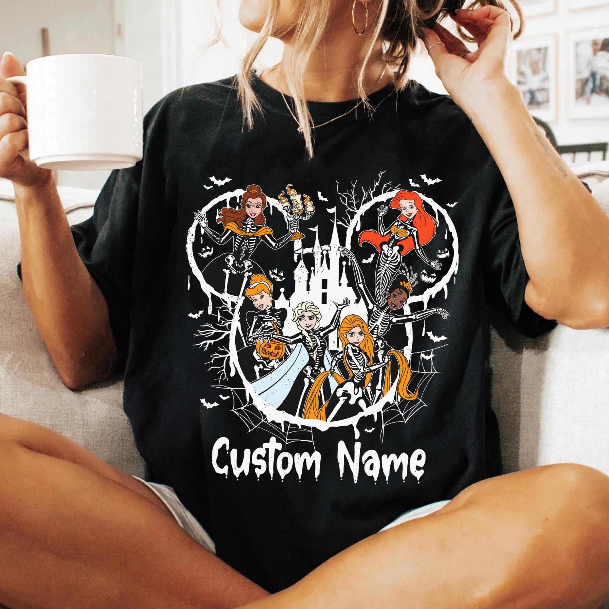 YUHAK Custom Disney Princesses Skeleton Halloween Ears Shirt ...