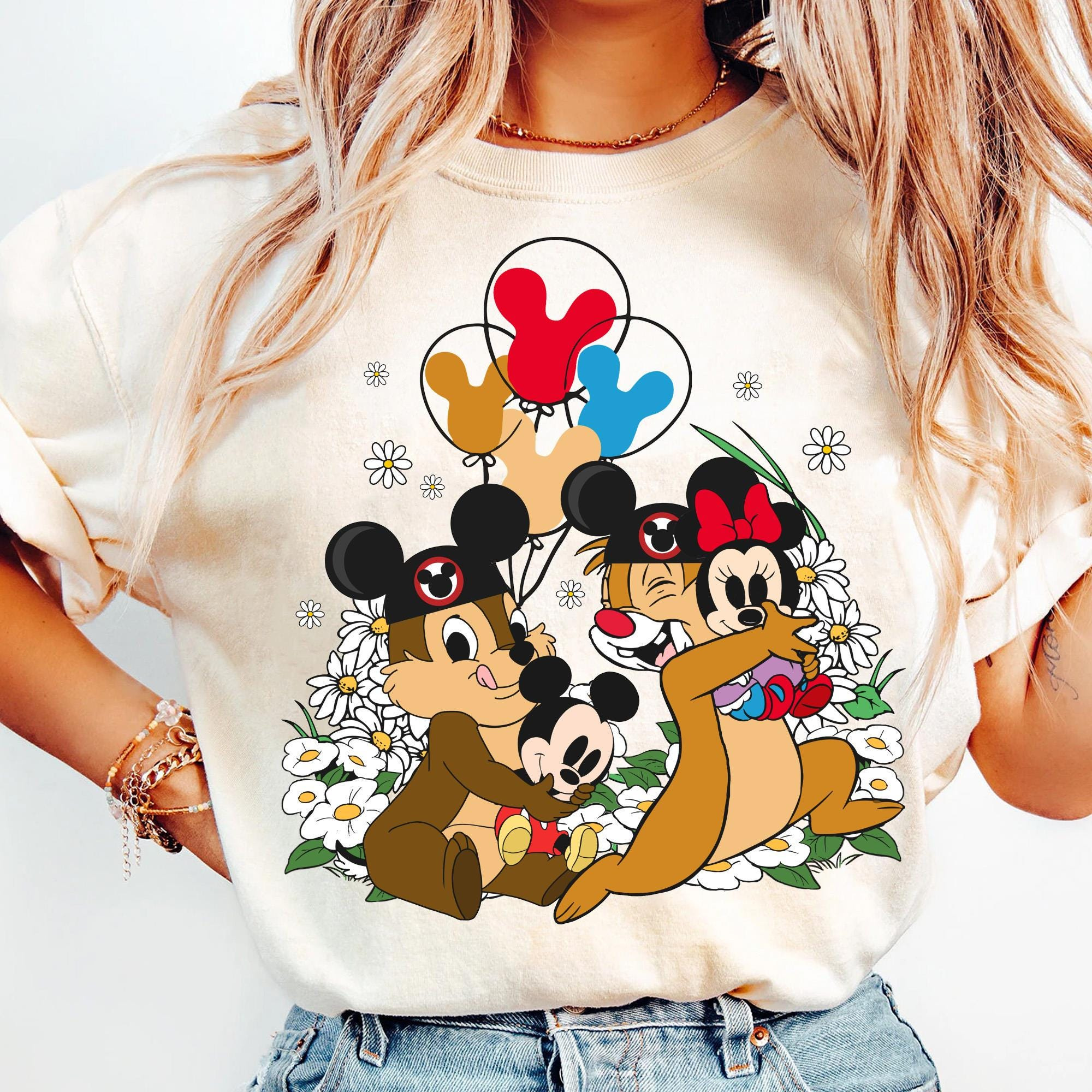 YUHAK Disney Chip And Dale Trip Balloon Mickey Flora Shirt, Vintage ...