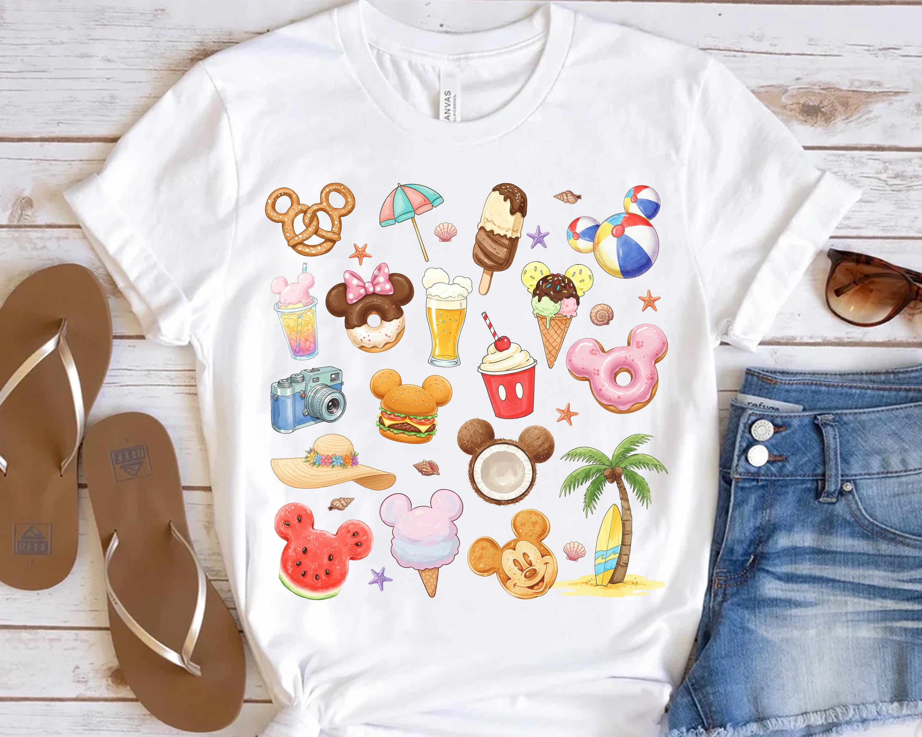 YUHAK Disney Summer Vibes Mickey Ice Cream Shirt, Disney Summer Snacks Shirt, Mickey Beach Vibes ...