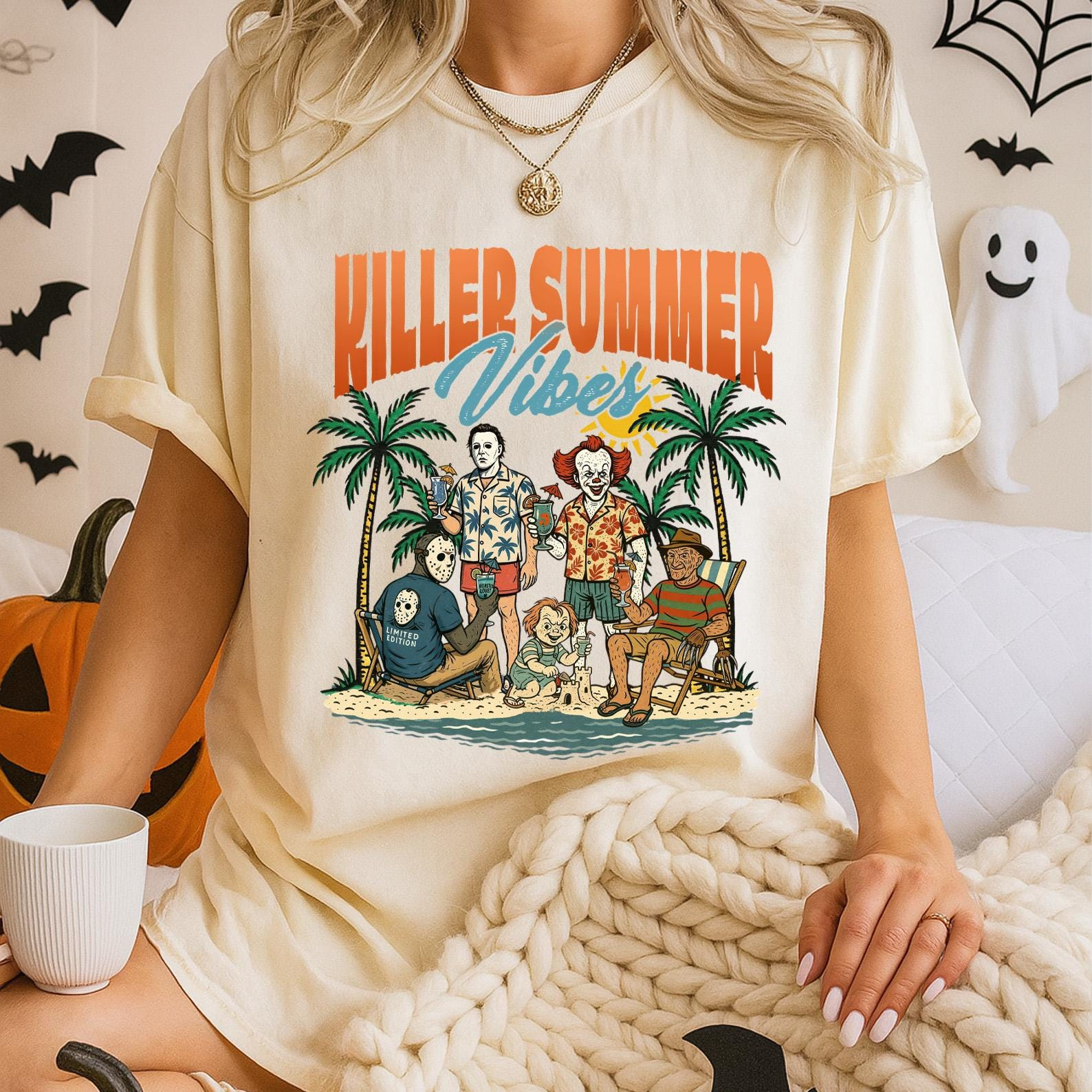 YUHAK Killers Summer Vibes Shirt, Horror Characters Shirt, Funny Horror ...