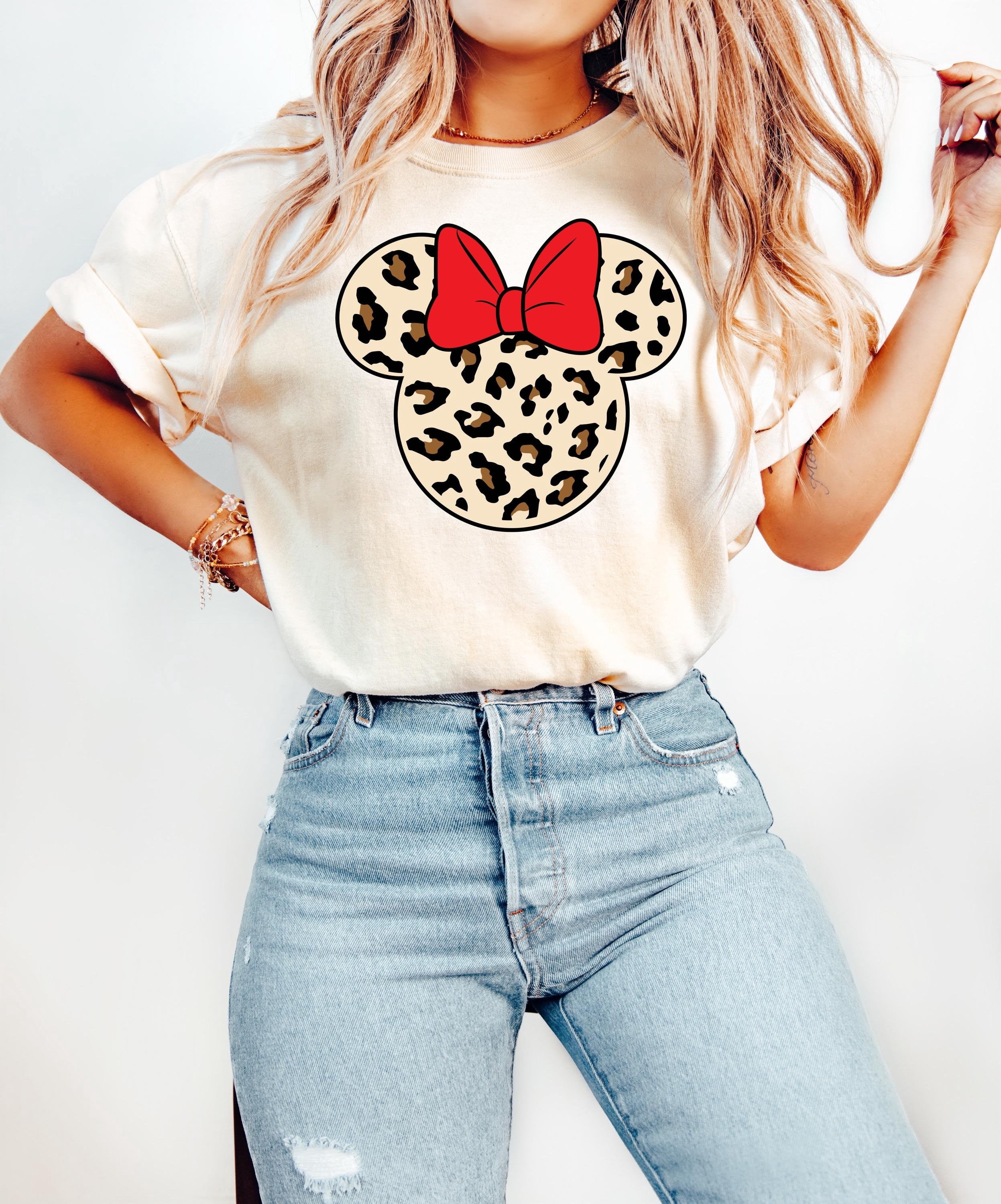 YUHAK Leopard Print Minnie Mouse Shirt, Cute Disney Mom Shirt, Leopard ...