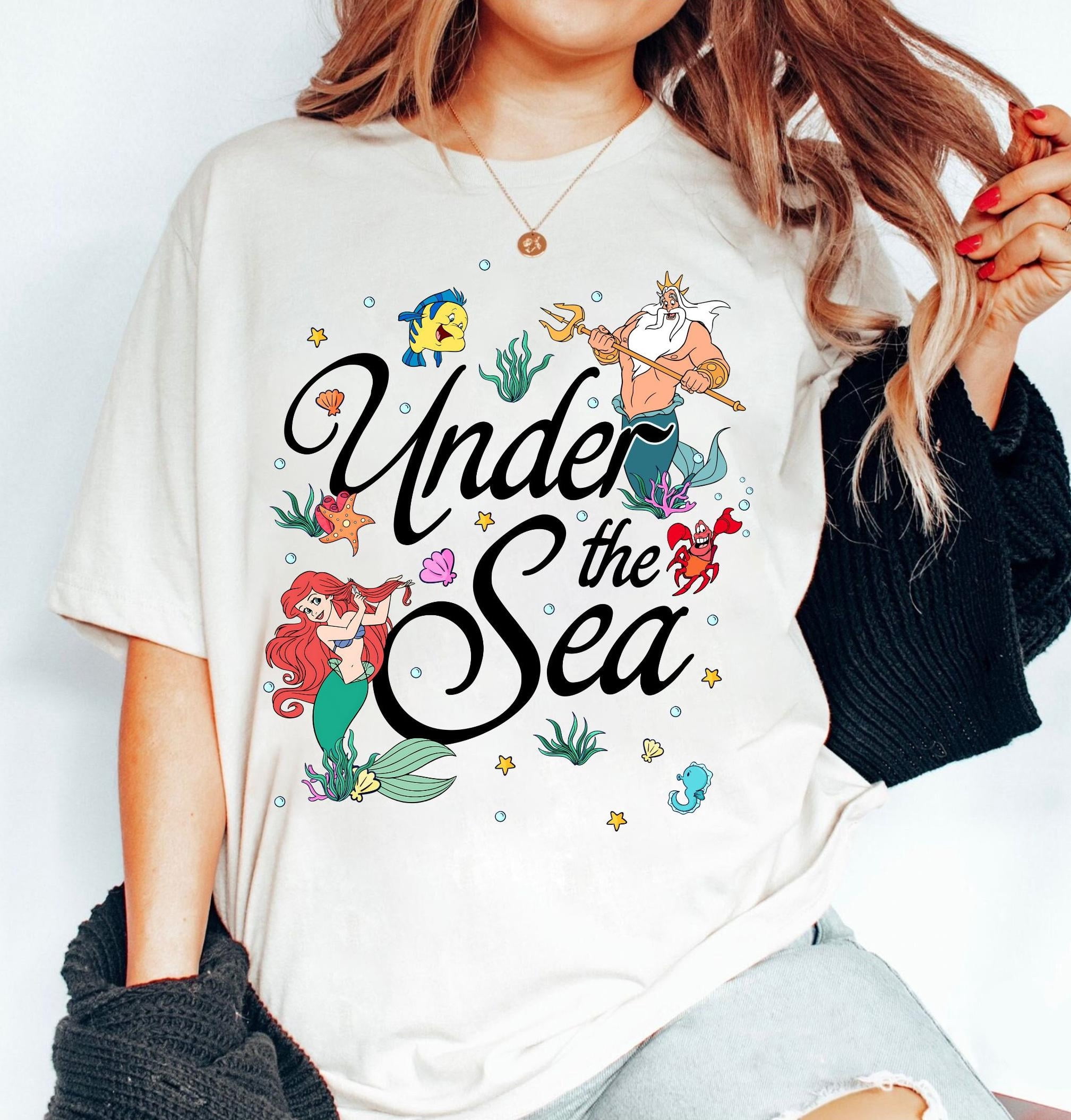 YUHAK Little Mermaid Under The Sea Shirt, Ariel Princess Disney T-shirt ...
