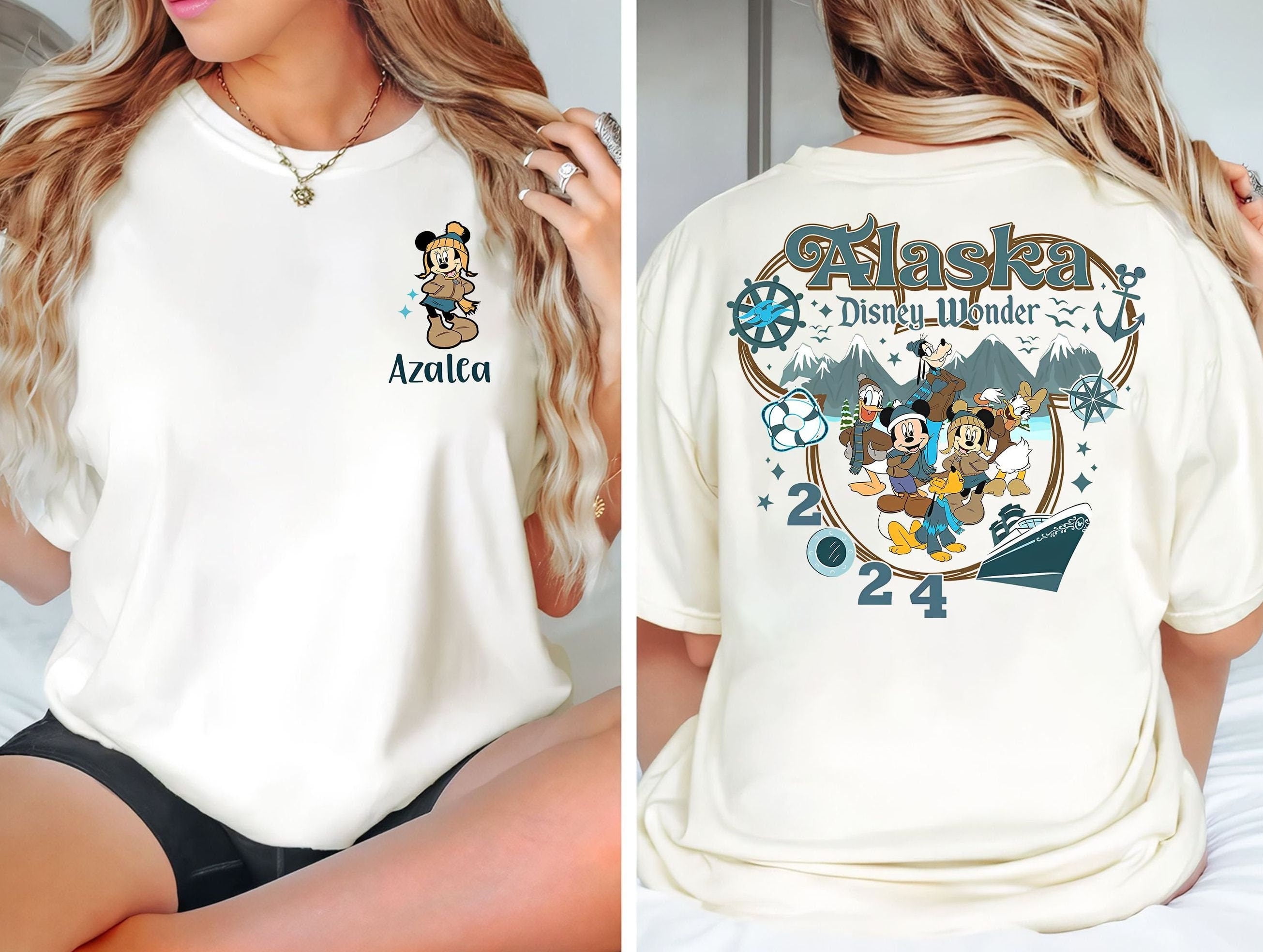 YUHAK Retro 2-Sided Disney Cruise Line Shirt | Mickey And Friends Disney Alaska Cruise T-Shirt ...