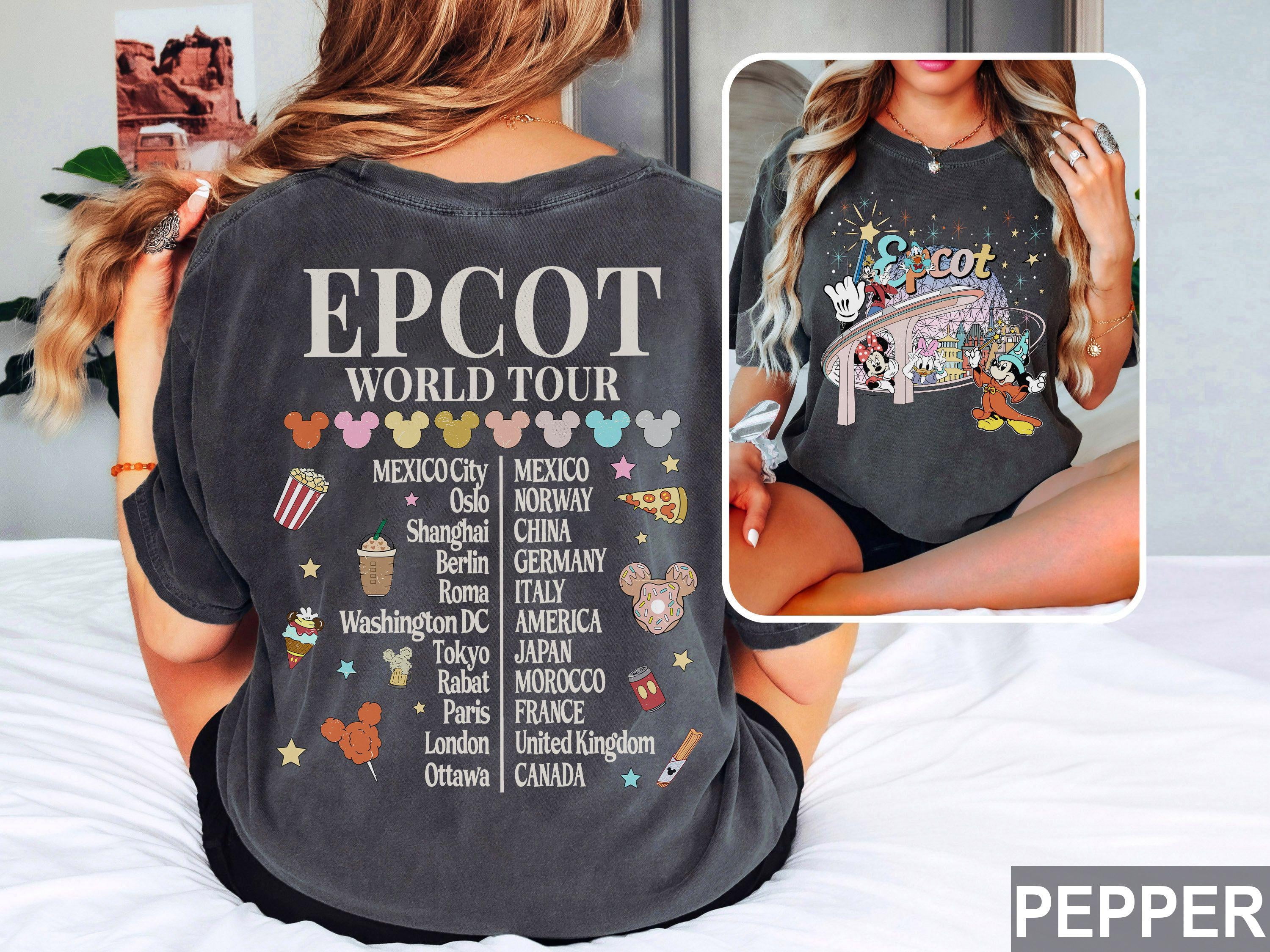 YUHAK Retro Disney Epcot World Tour Comfort ColorShirt, Drink Around ...