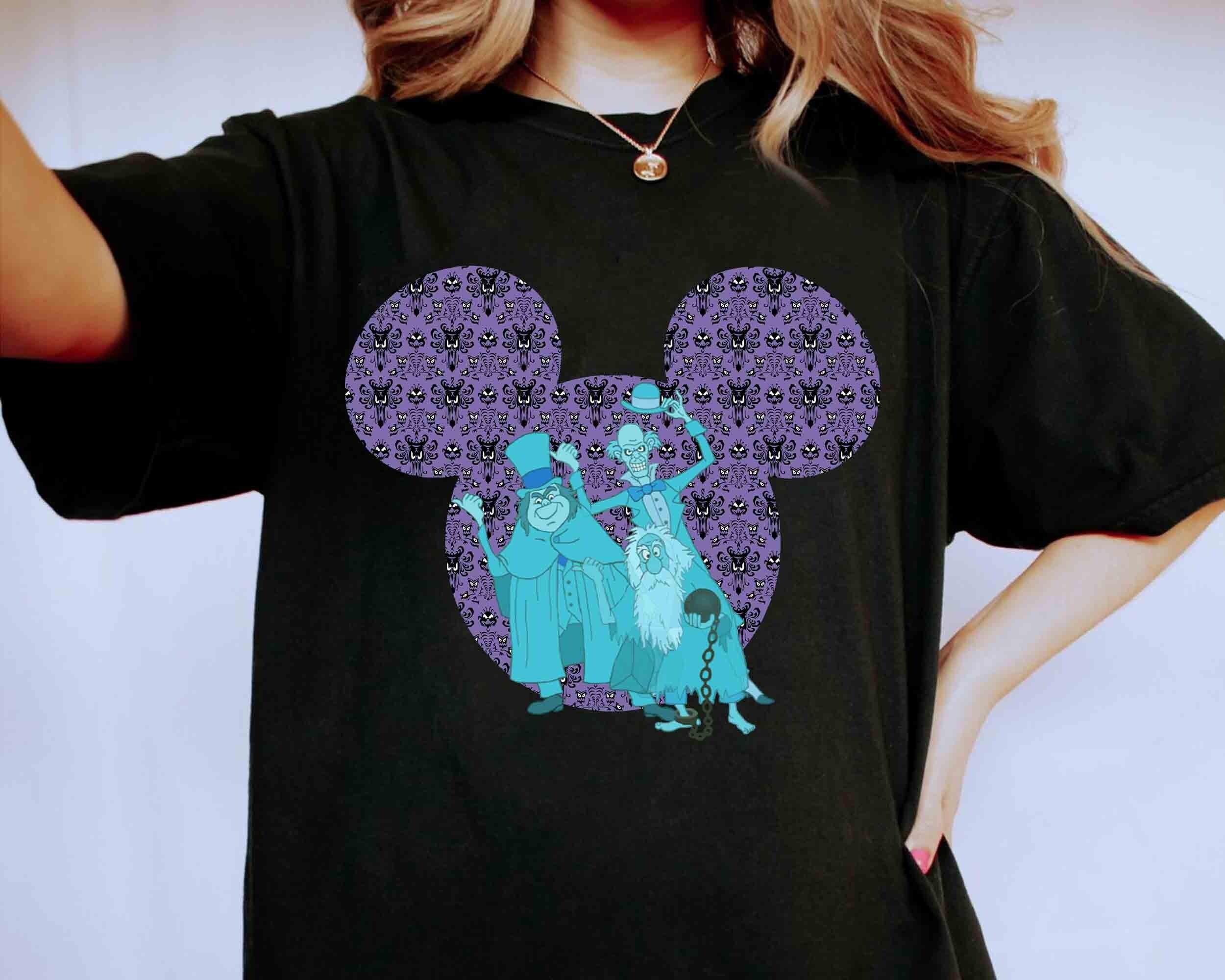 YUHAK The Haunted Mansion Hitchhiking Ghost Mickey Ears T-Shirt, Foolish Mortals Tee, Disney ...
