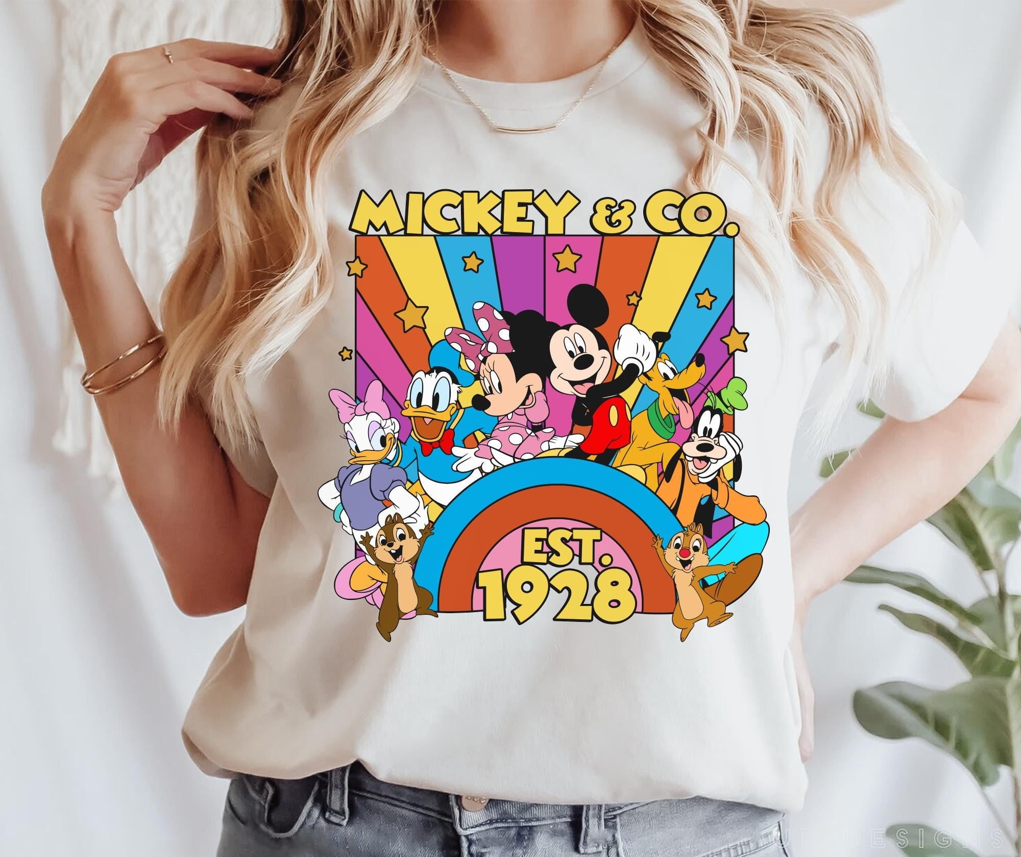YUHAK Vintage Disney Mickey & Co Est 1928 Shirt, Mickey Mouse And Friends Chip N Dale T-shirt ...