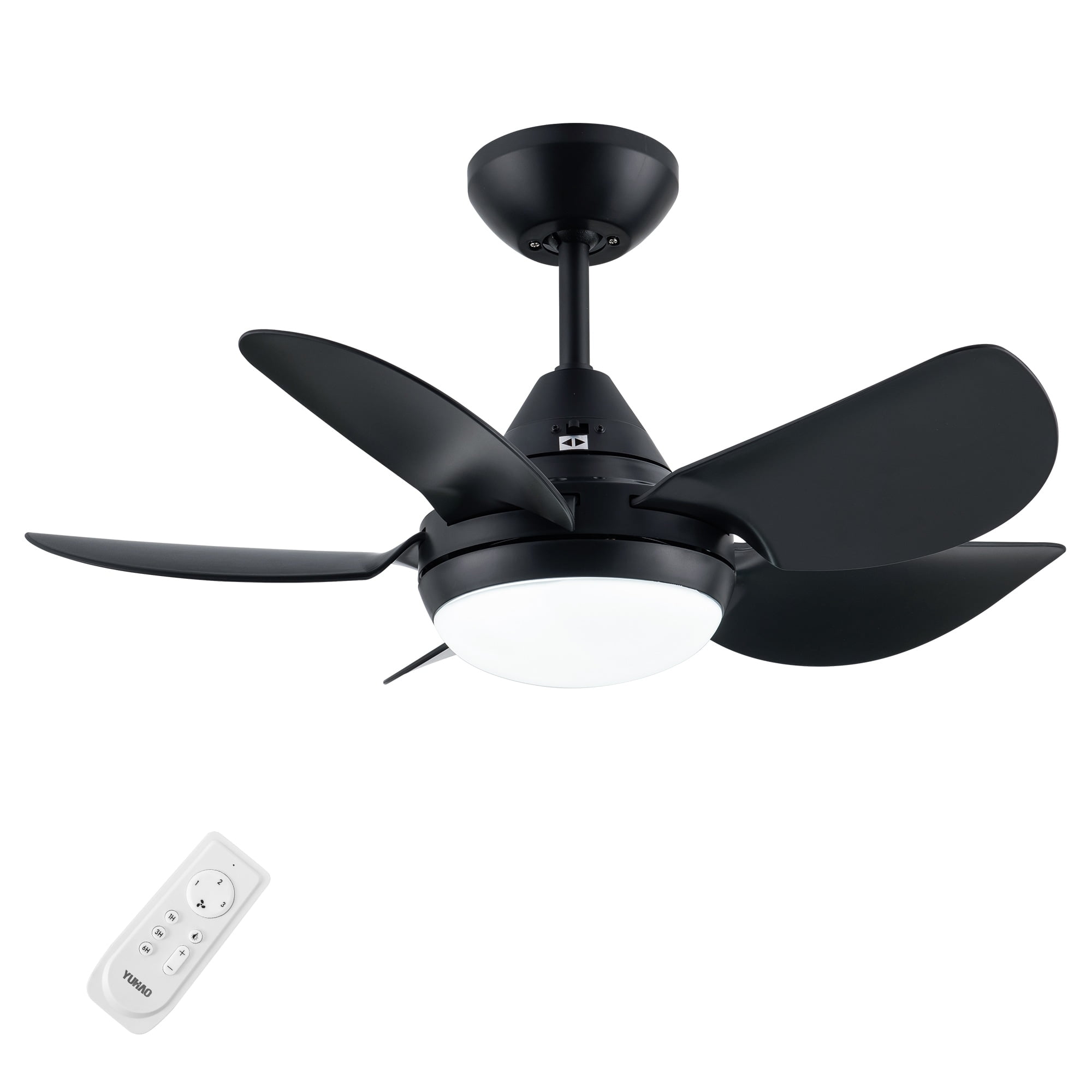 YUHAO 30 Inch Modern Matte White Indoor Flush Mount Small Ceiling Fan ...