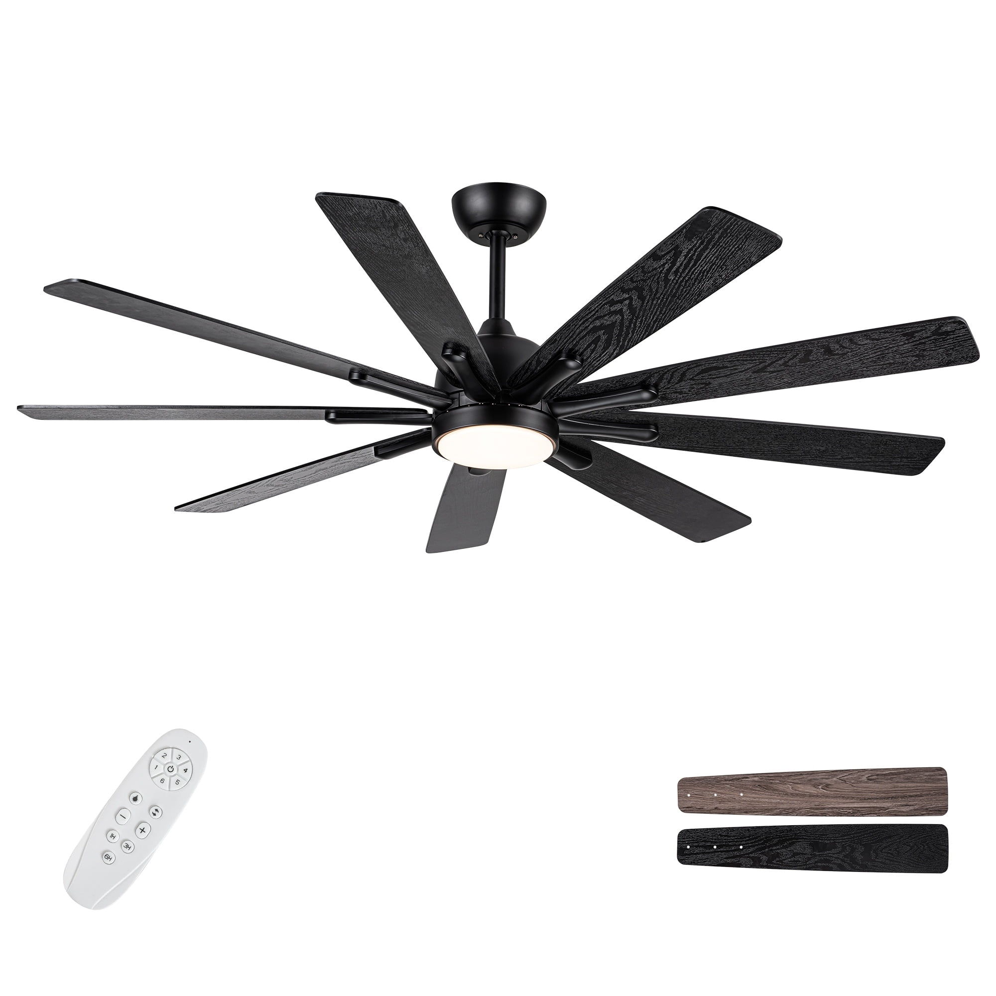 YUHAO 72 Inch Windmill Antique Black Industrial Wooden Large Ceiling ...
