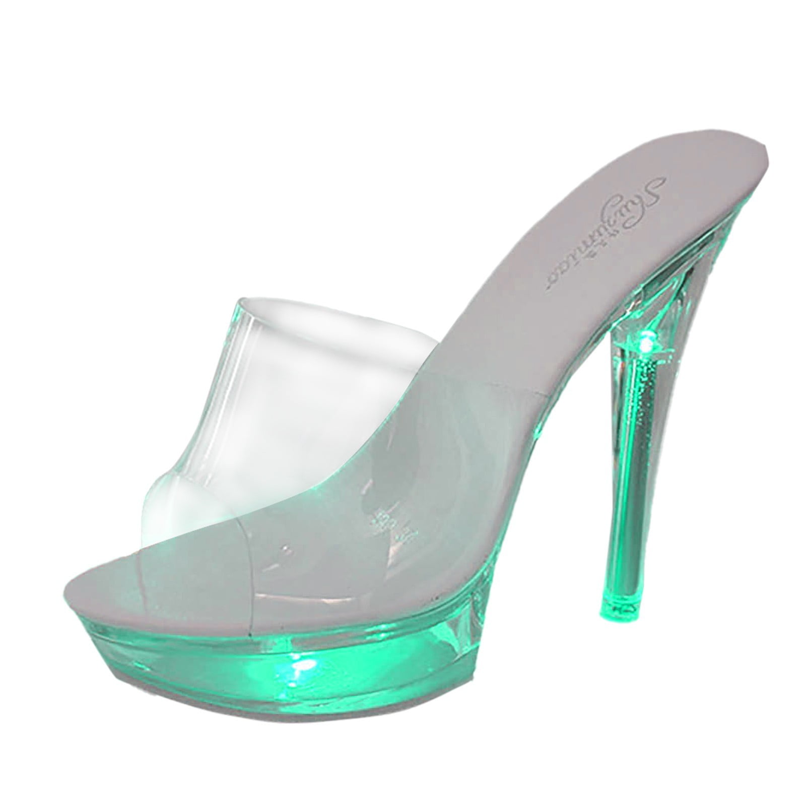 YUHAOTIN Black High Heels Closed Toe Ankle Strap Ultra High Transparent ...