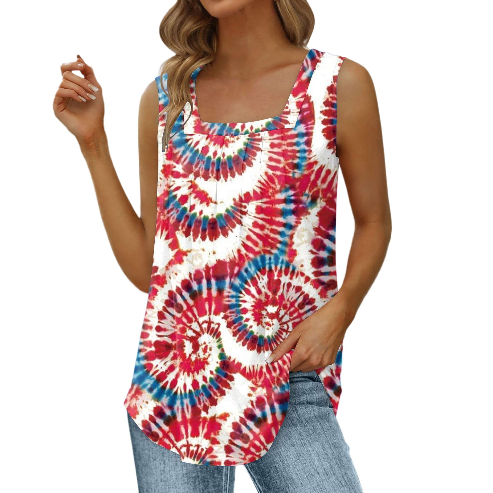 Yuhaotin Bustier Corset Top Summer Vest Loose Pleated Square Neck
