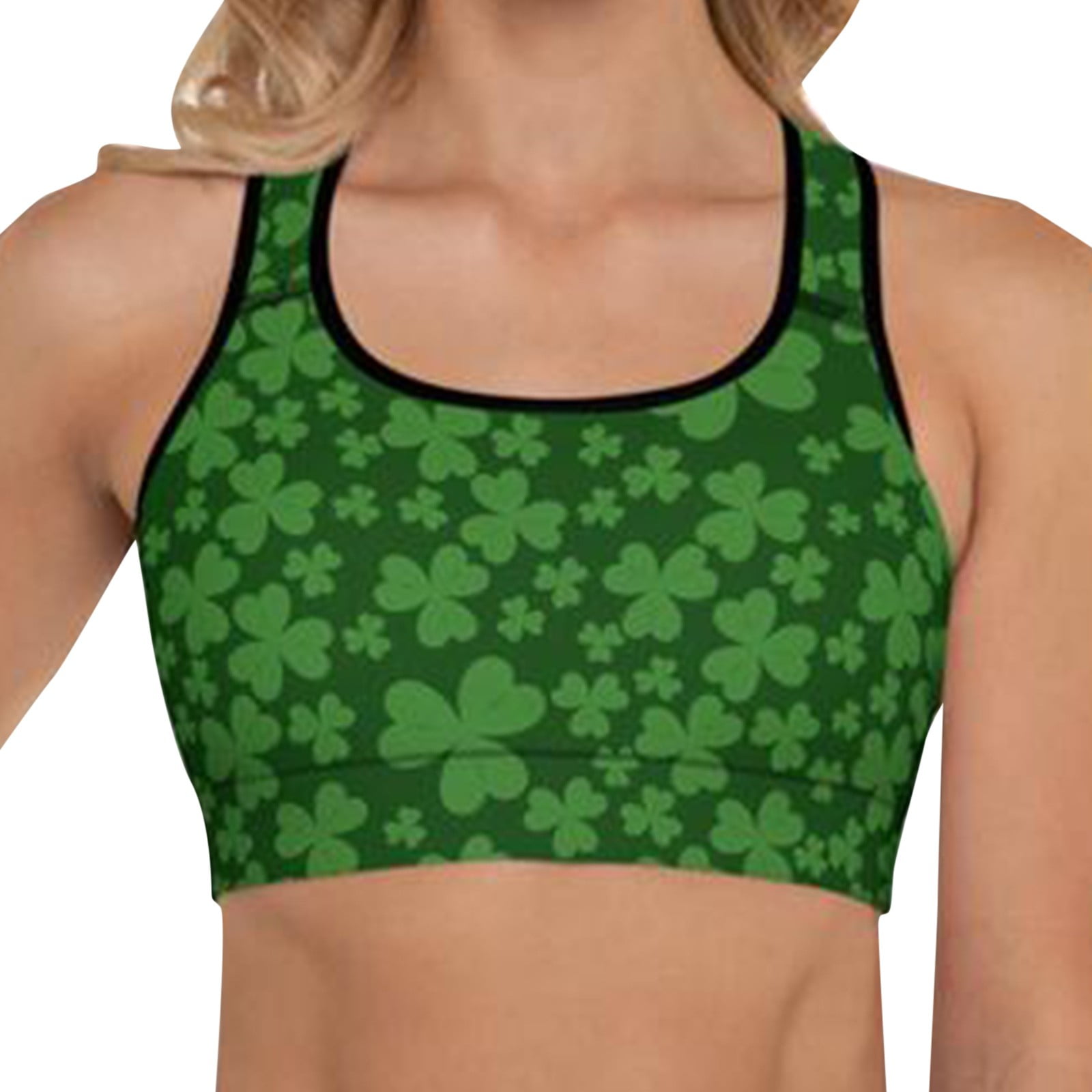 Yuhaotin Bustier Tops For Women Black Activewear Sexy Paddystripes Good Luck Green Pants Print