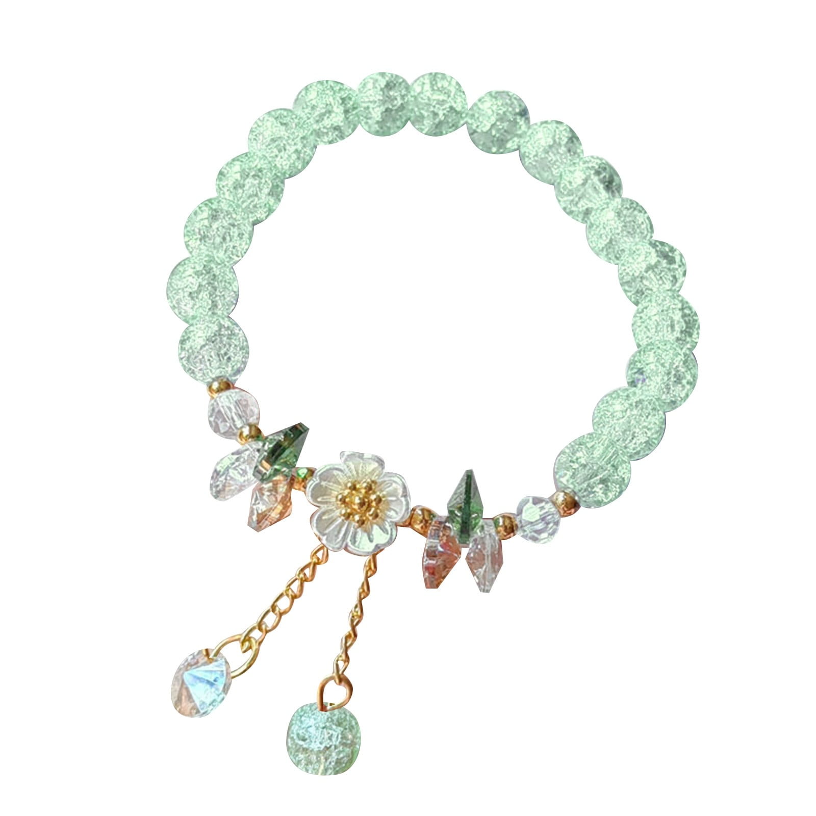 YUHAOTIN Charming Kids Flower Bead Bracelet with Glass Adjustable ...