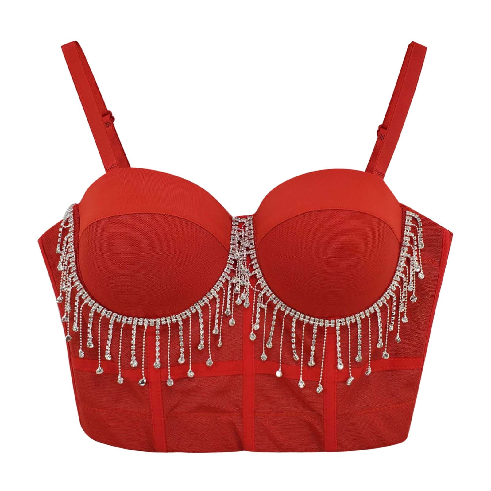 Yuhaotin Crop Tank Top With Built In Bra Plus Size Sexy Deep V With Encrusted Shape And Shape