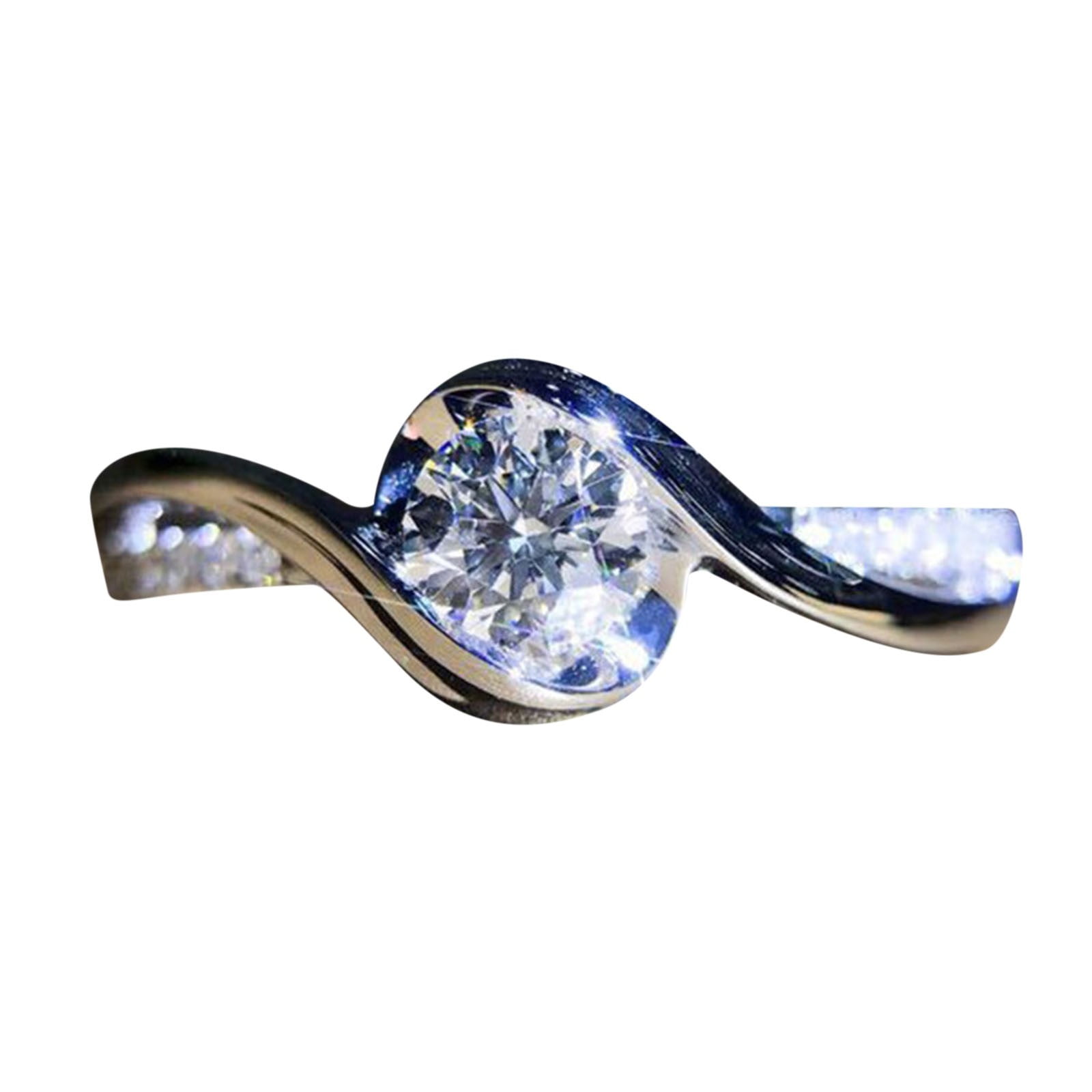 YUHAOTIN Cubic Zirconia Ring Sterling Silver Silver Geometric Shape ...