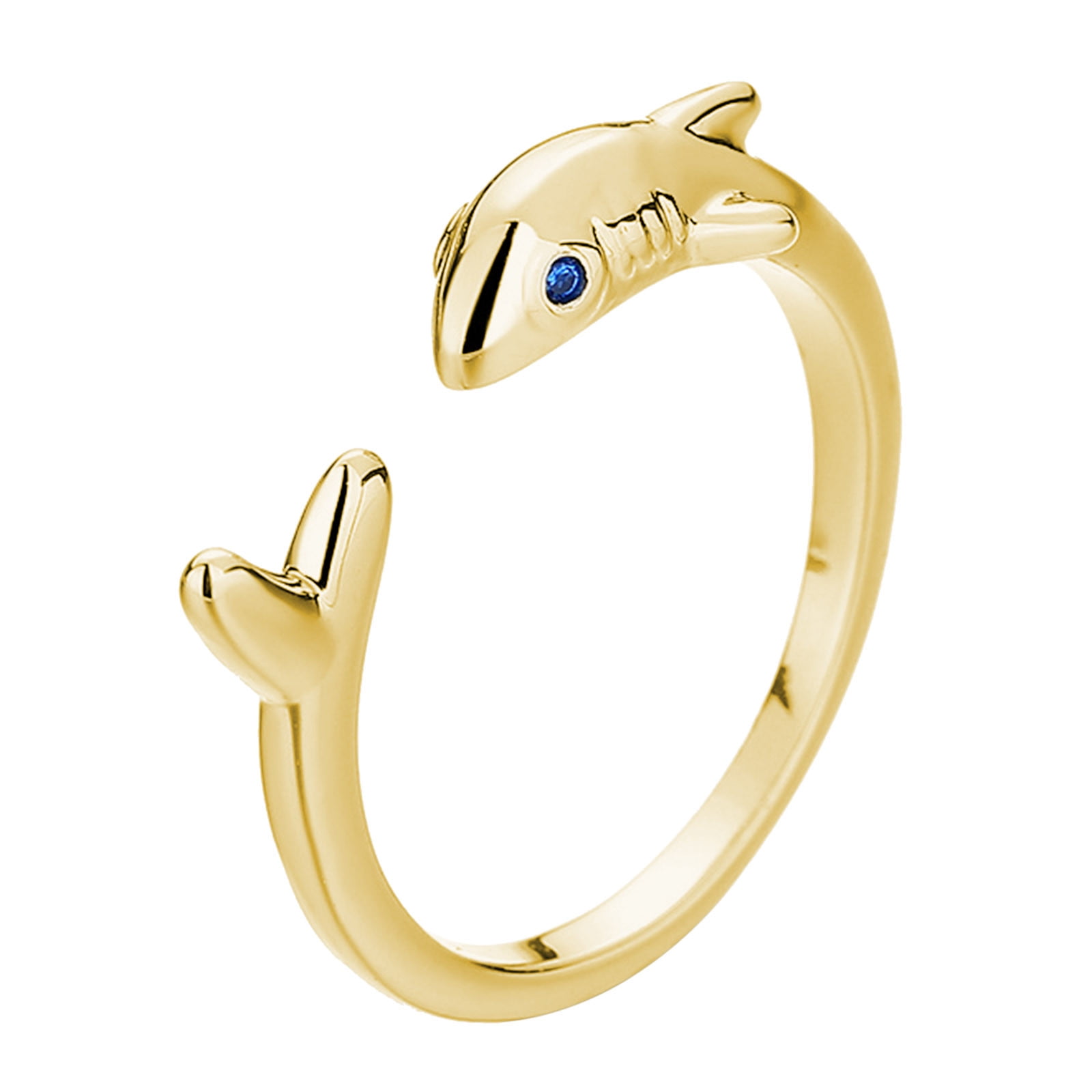 YUHAOTIN Engagement Rings for Women Silver Gold Plated Shark Stackable ...