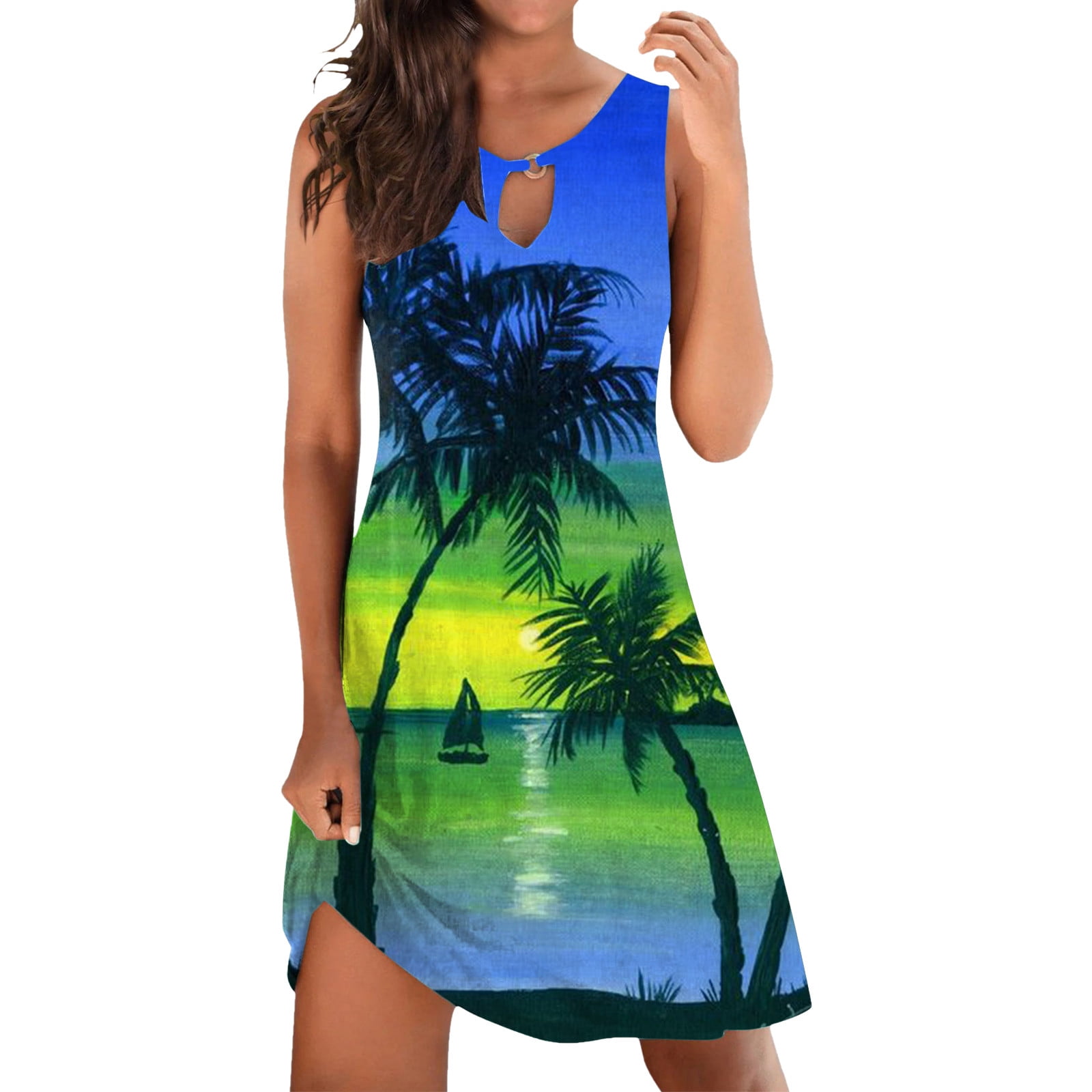 Yuhaotin Female Black Dress Women Beach Dress Fashion Stripe Sleeveless