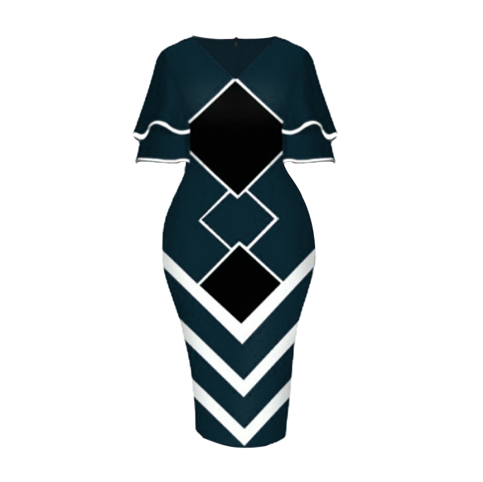 YUHAOTIN Female Flapper Dresses 1920S New Layered Bell Sleeve Digital ...