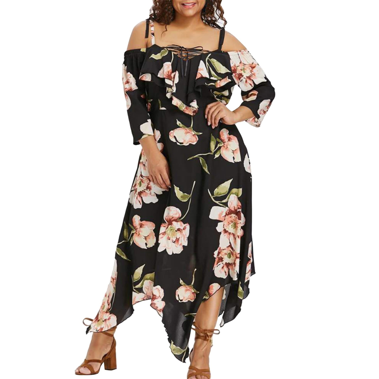 Yuhaotin Female Short Dress Fashion Women Off Shoulder Plus Size Lace