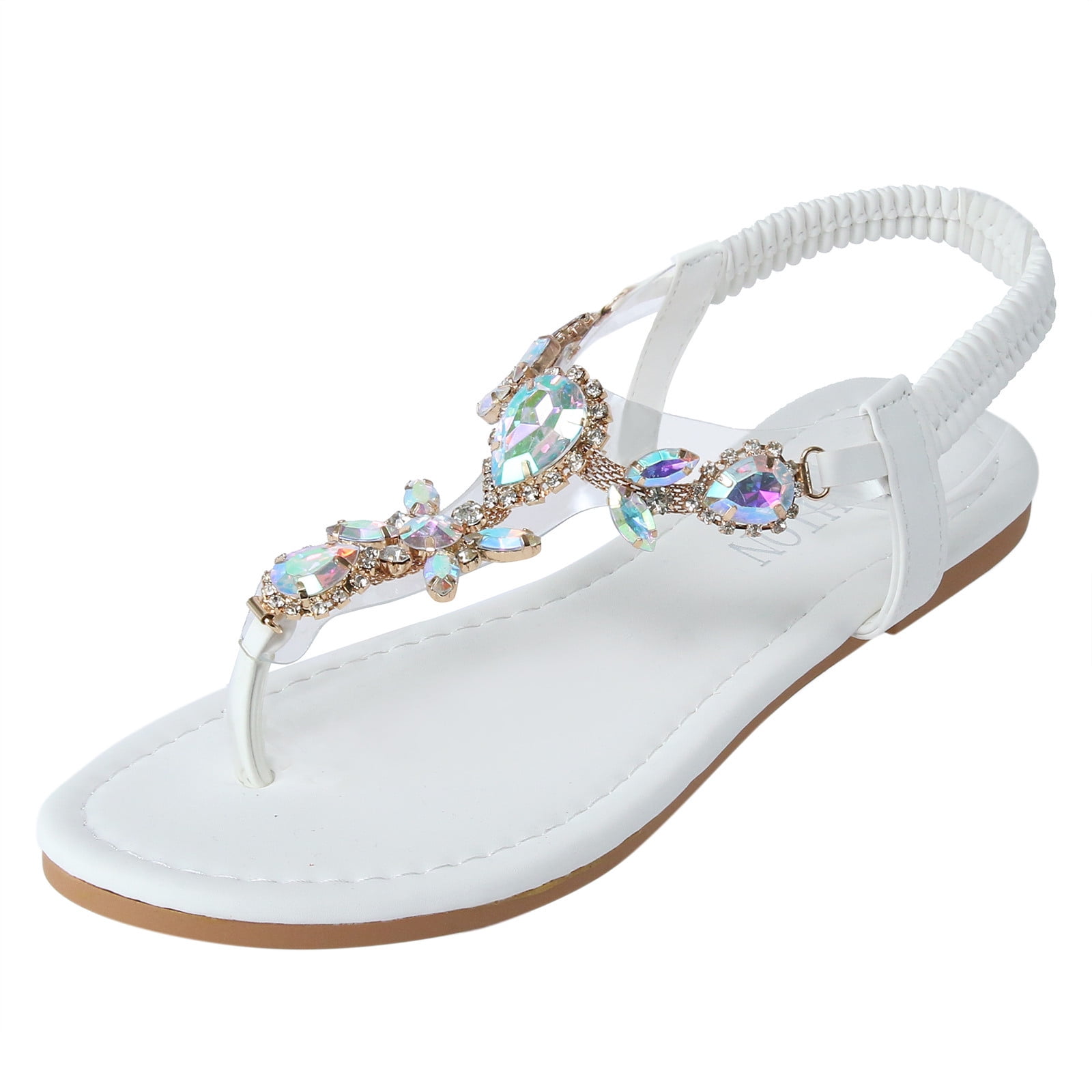 YUHAOTIN Female Slide Sandals Women Ladies Fashion Summer Rhinestone ...