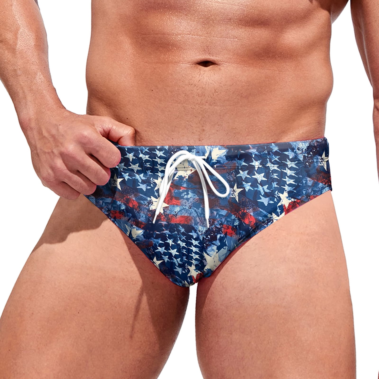 Yuhaotin Independence Day Swimming Trunks For Men Elastic Mens Summer
