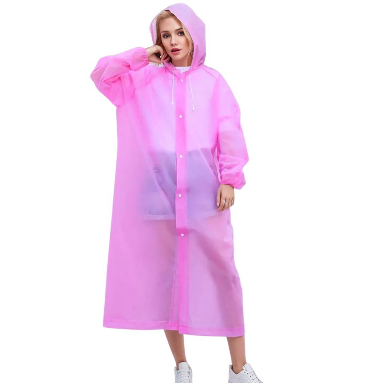 YUHAOTIN Rain Ponchos for Adults Pink Durable Solid Color Fashionable ...
