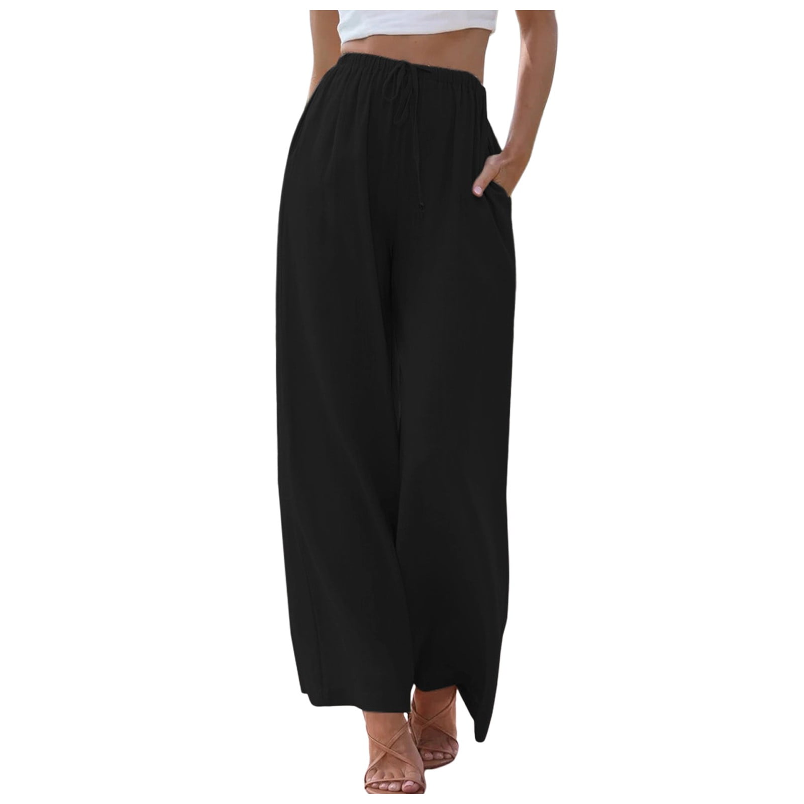 YUHAOTIN Slacks for Women Dressy Casual Plus Size Linen High Waisted ...