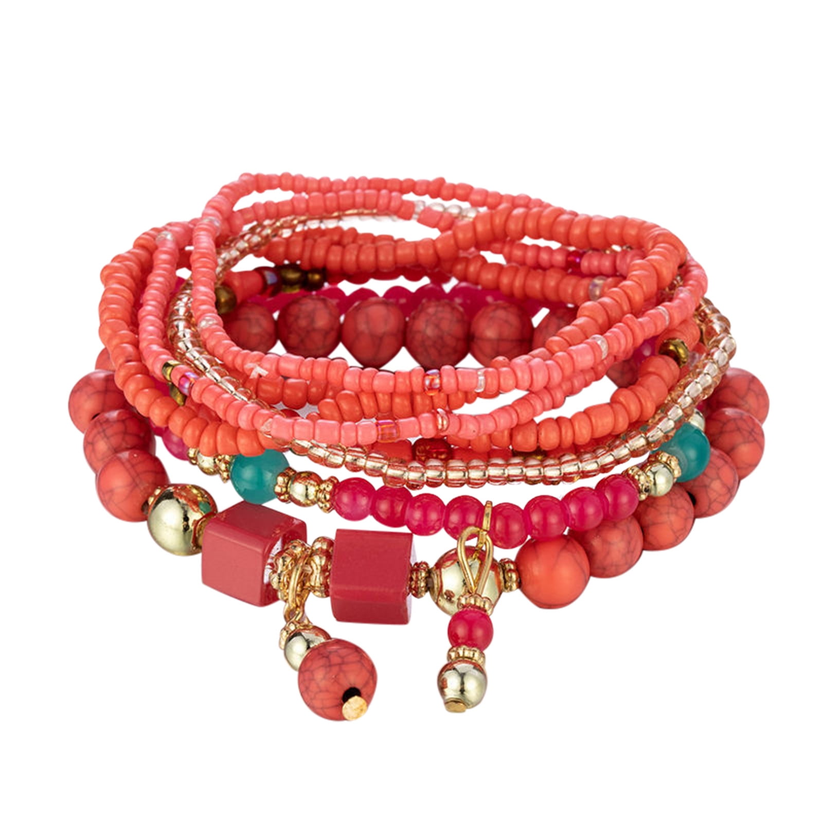 YUHAOTIN Stackable Bead Bracelets Ladies Mens Stretch Multilayer ...