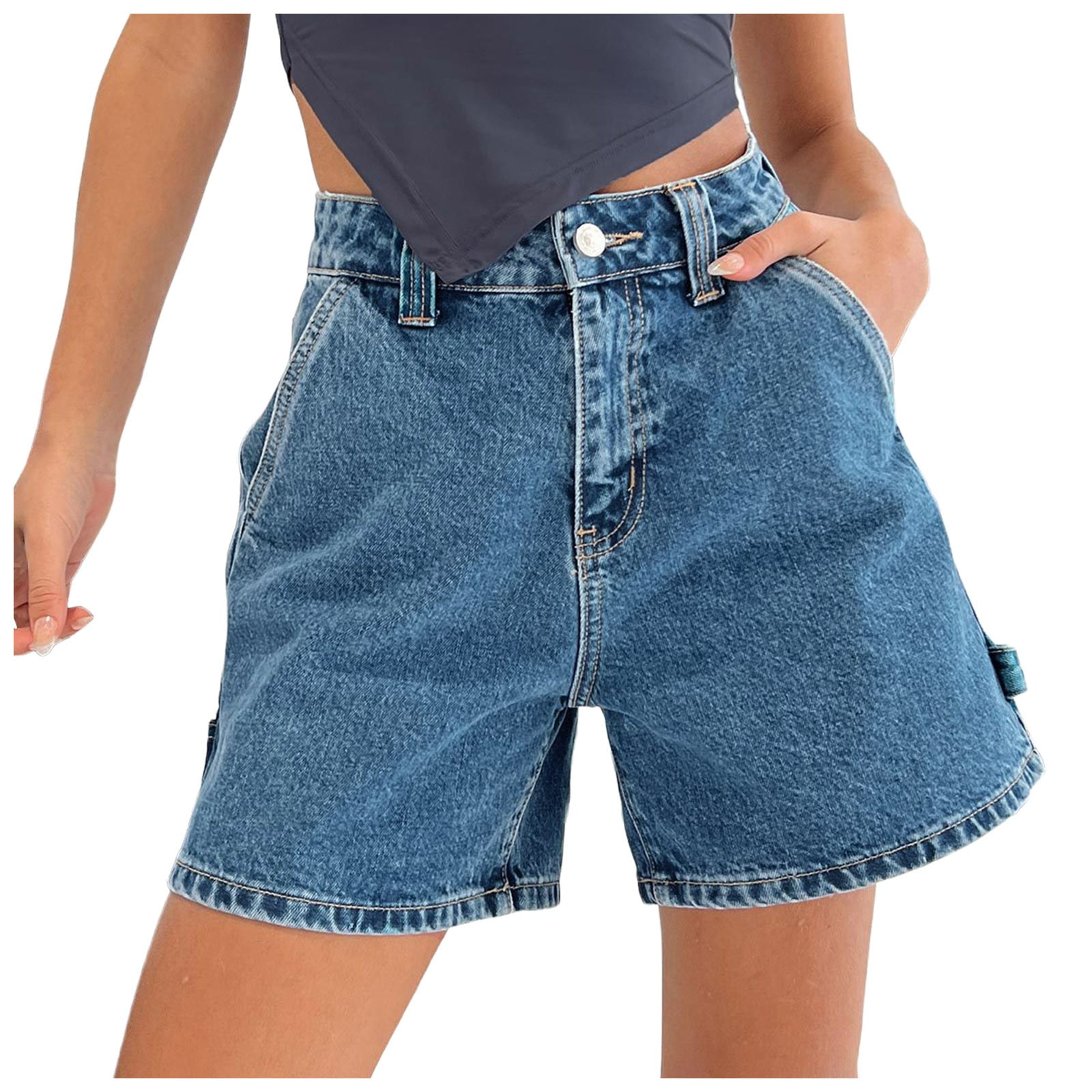 YUHAOTIN Wide Leg Pants Plus Size Women Jean Shorts High Waisted ...