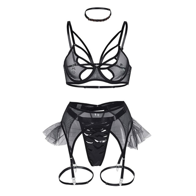 Yuhaotin Womens Lingeries Teddy Dress Lingerie Set Lace Outfit Bra And