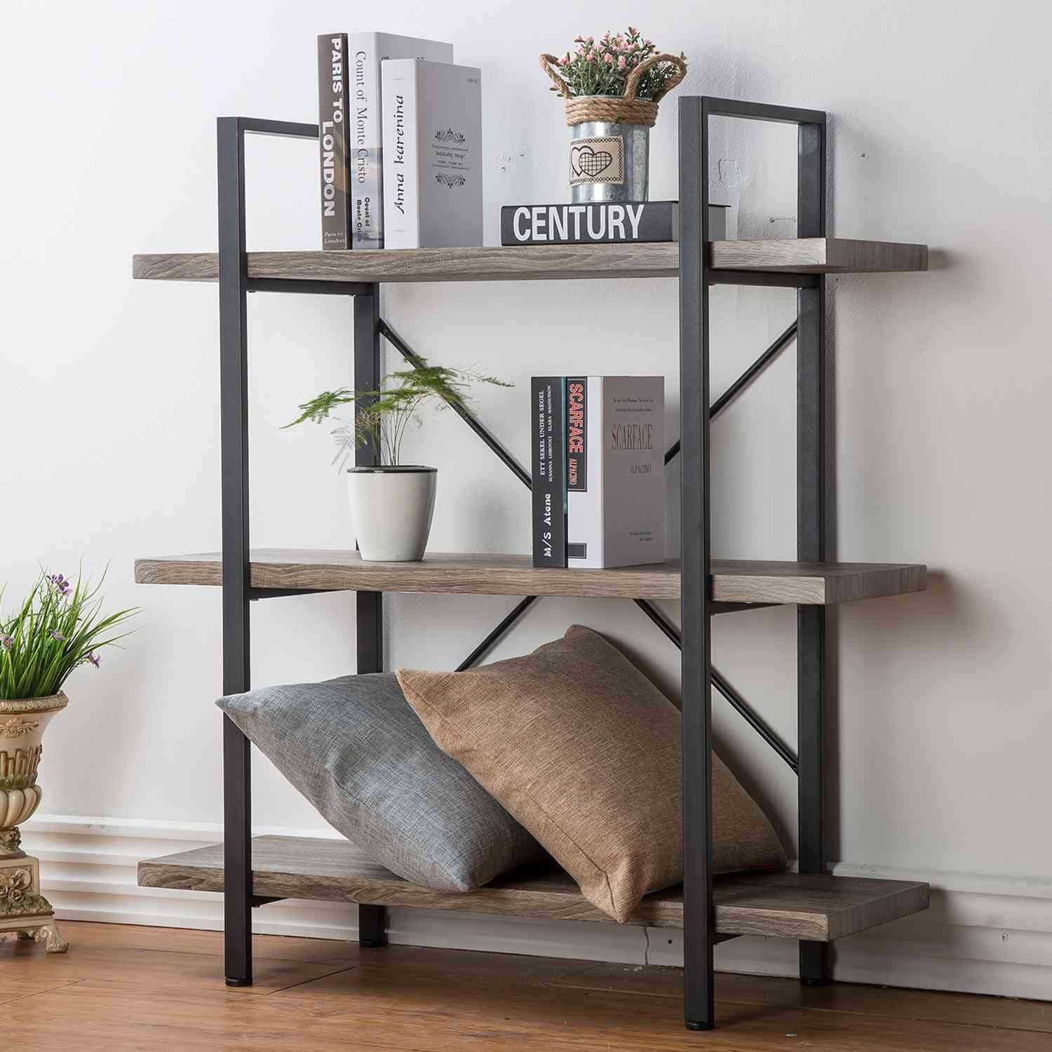 YUIGTEHYHRG 6 Tier Tall Bookshelf Vertical Metal and Wood 6 Shelf ...