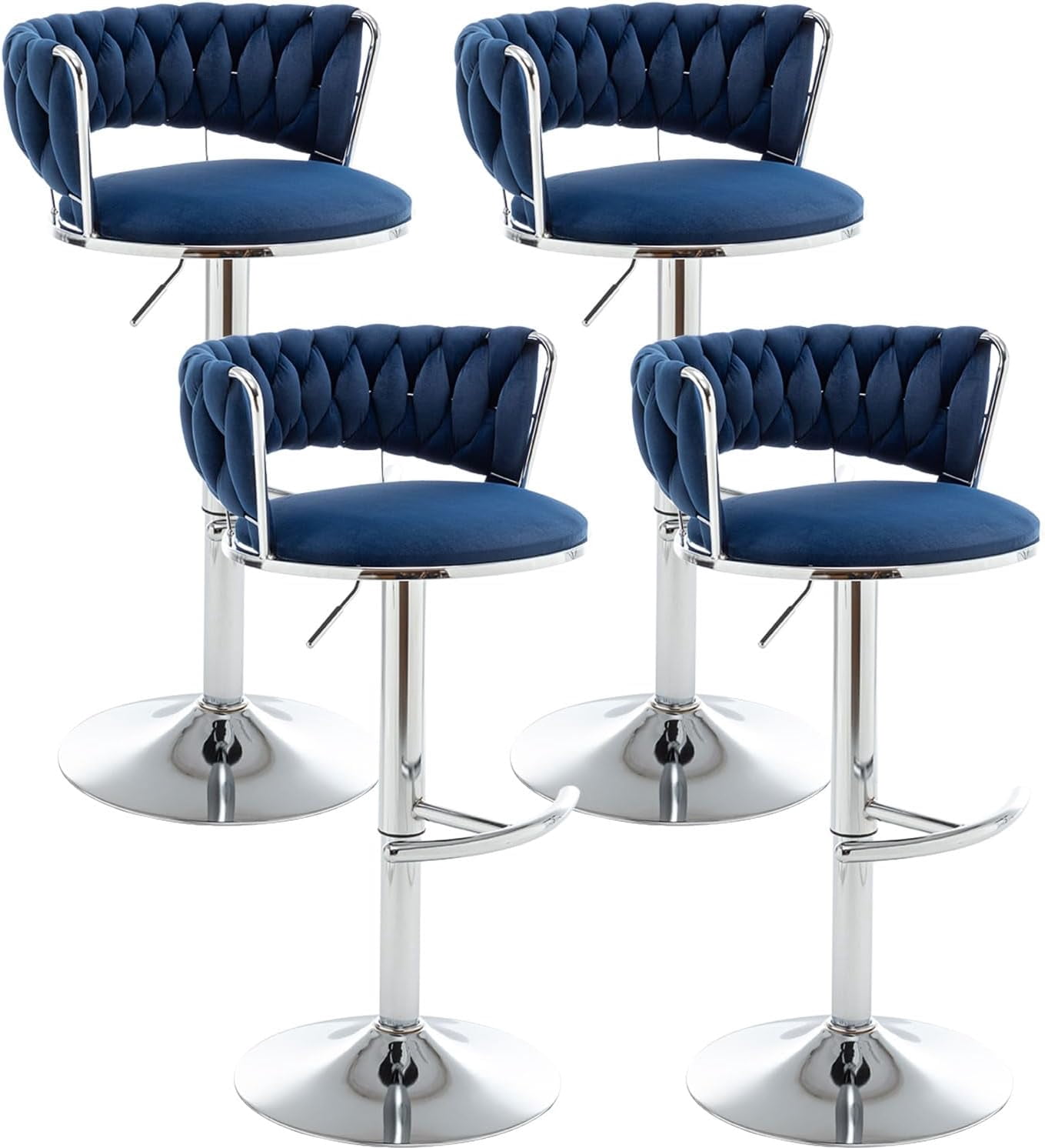 YUIGTEHYHRG Velvet Bar Stools Counter Height Bar Stools with Low Back ...
