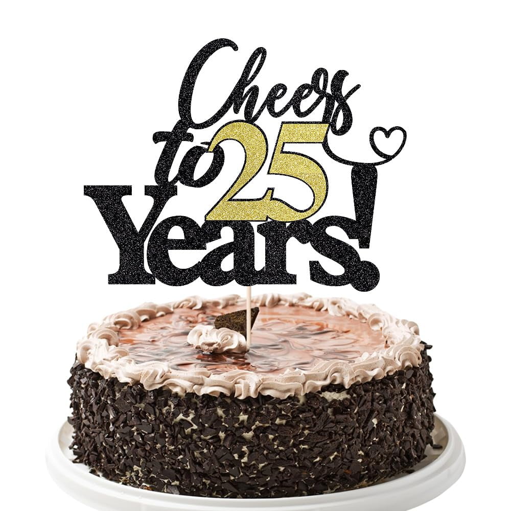 YUINYO Cheers to 25 SSF20 Years Cake Topper 25th Birthday Cake ...