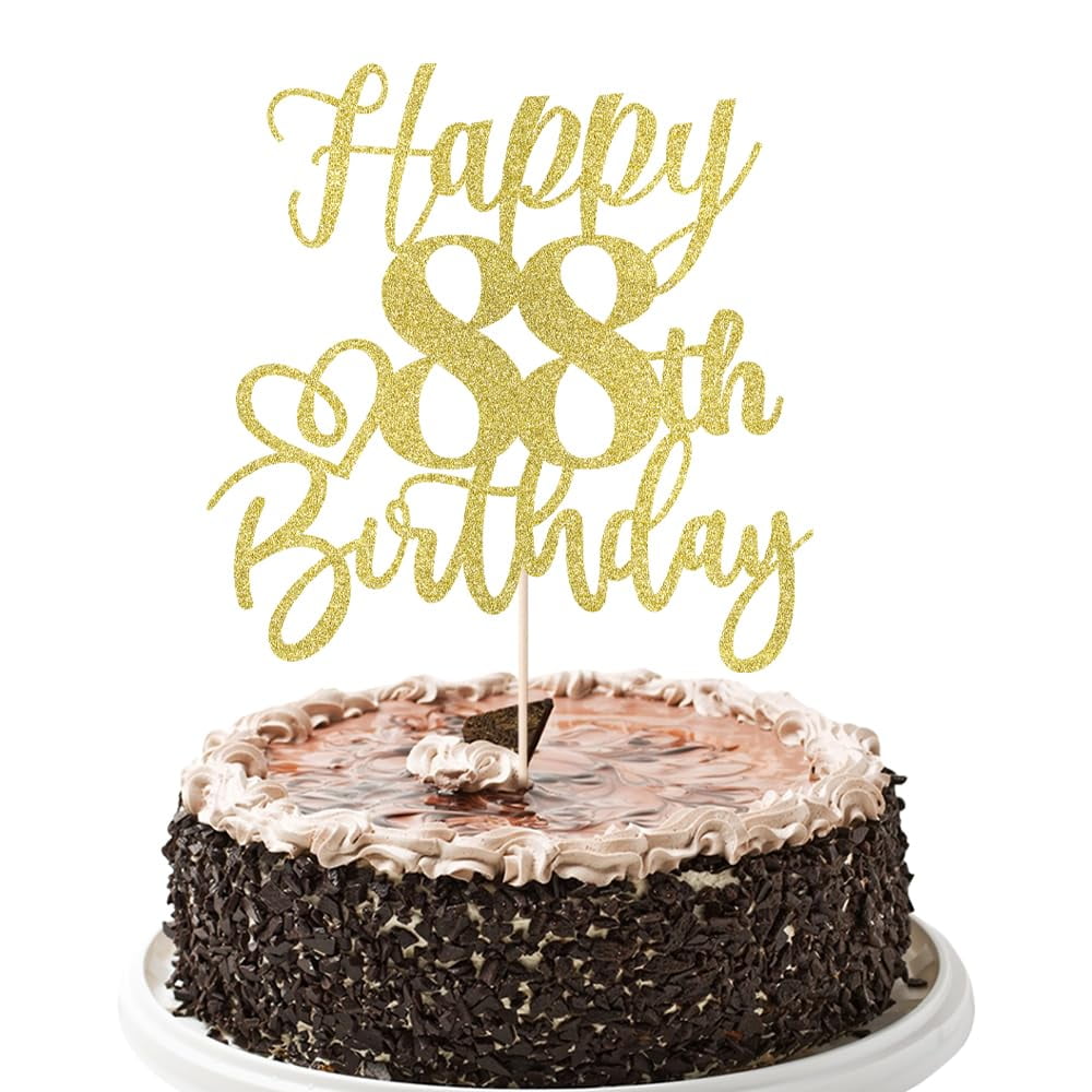YUINYO Glitter HappyEGSC 88th Birthday Cake Topper,Cheers to 88 88th ...