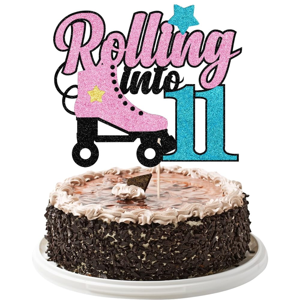 YUINYO Rolling into 11 Cake Topper RST1 Roller Skate Happy 11th ...
